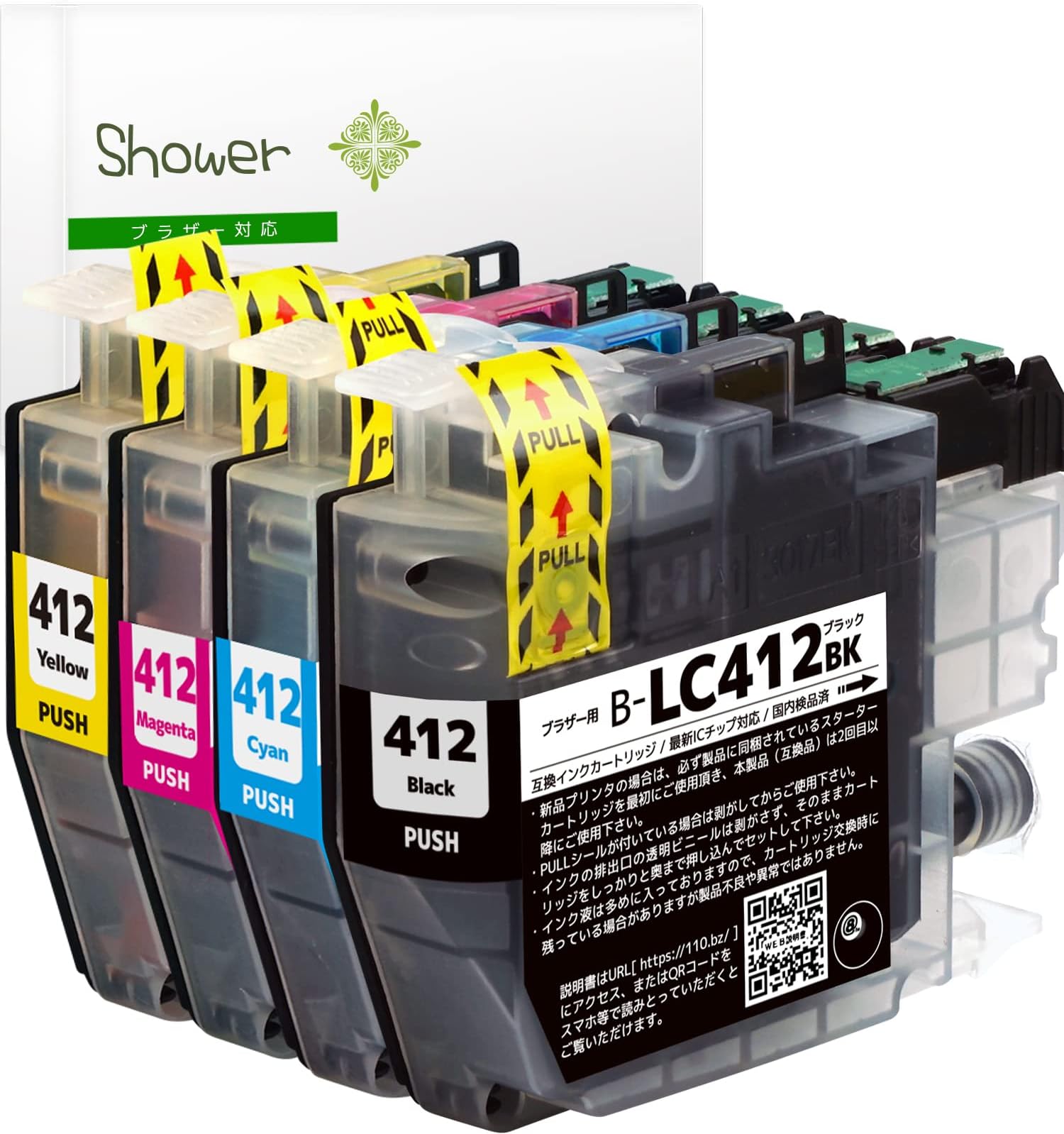 Amazon.co.jp: C-JETANK インクカートリッジ LC412-4PK ブラザー用 新互換インク 最新ICチップ QR WEB ...