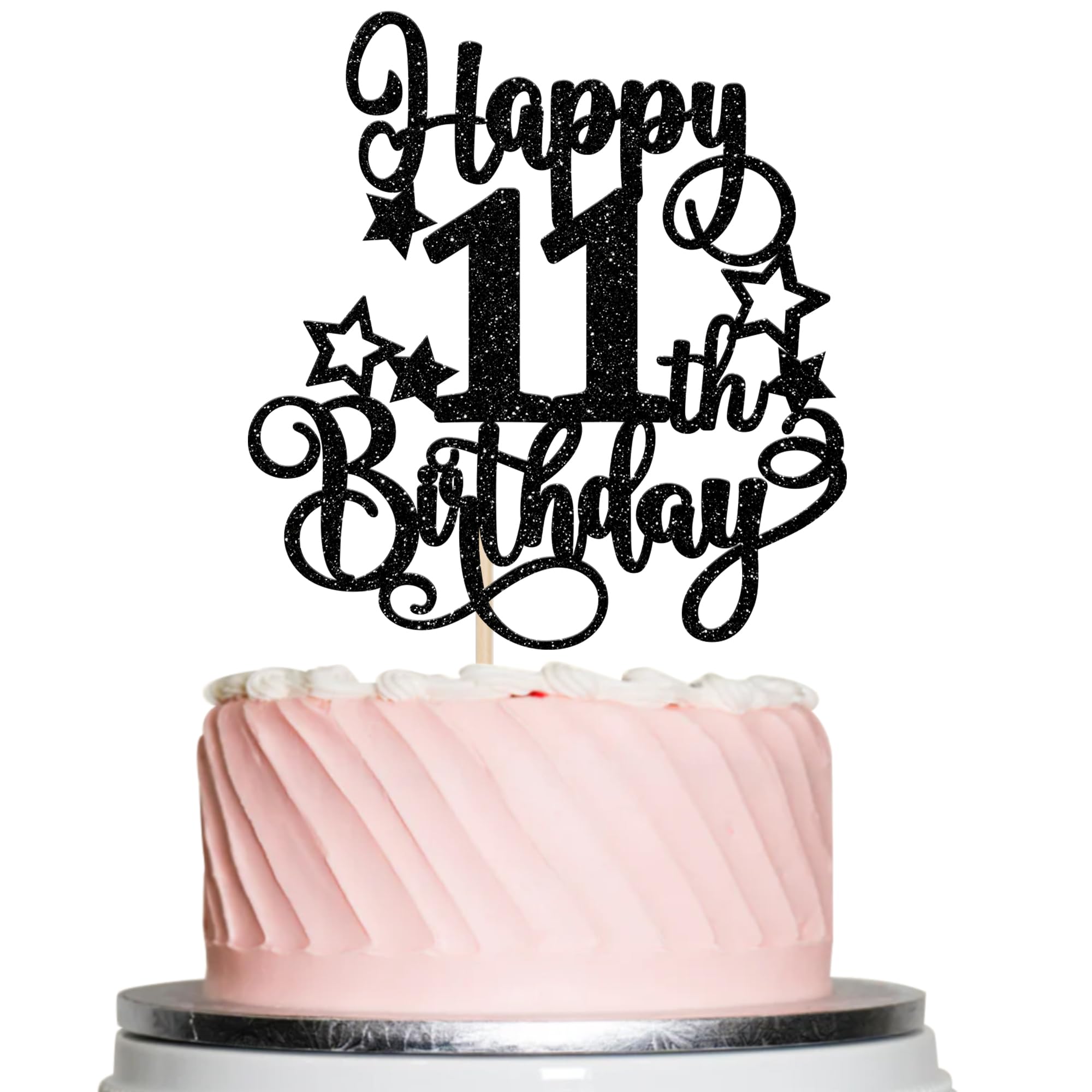 Amazon.com: 1 PCS Happy 11th Birthday Cake Topper Glitter Cheers to 11 ...