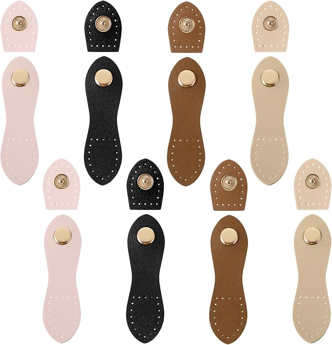 Mabor 8 Sets Leather Snap Buckles Button Closures, Sew on Leather Tab ...