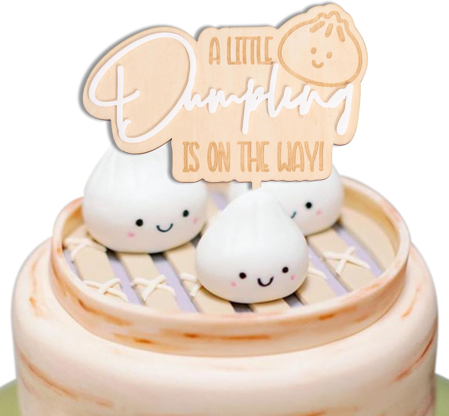 Amazon.com: CIEQR Little Dumpling is On The Way Cake Topper - Bao Bun ...
