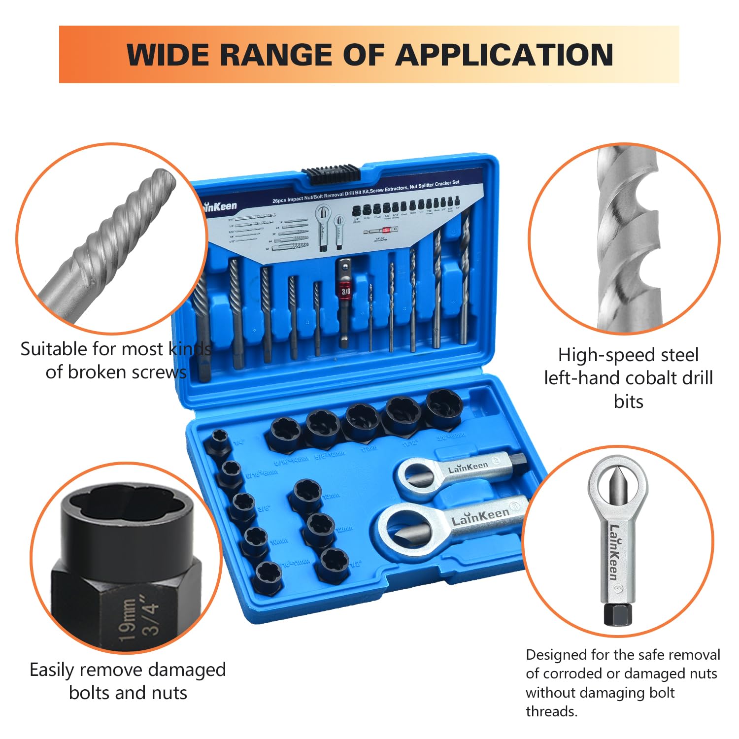 Snapklik.com : 26PCS Impact Nut/Bolt Removal Drill Bit Kit, Screw ...