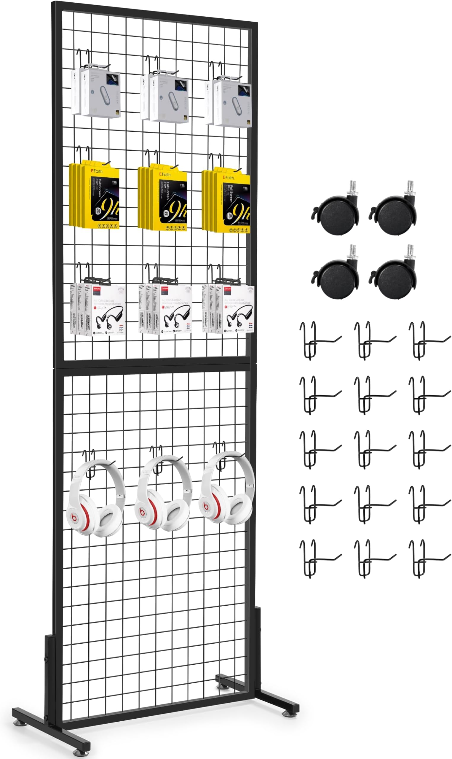 Amazon.com: Menkxi 3' x 6' Triple Grid Wall Panels with T Base Wheels ...