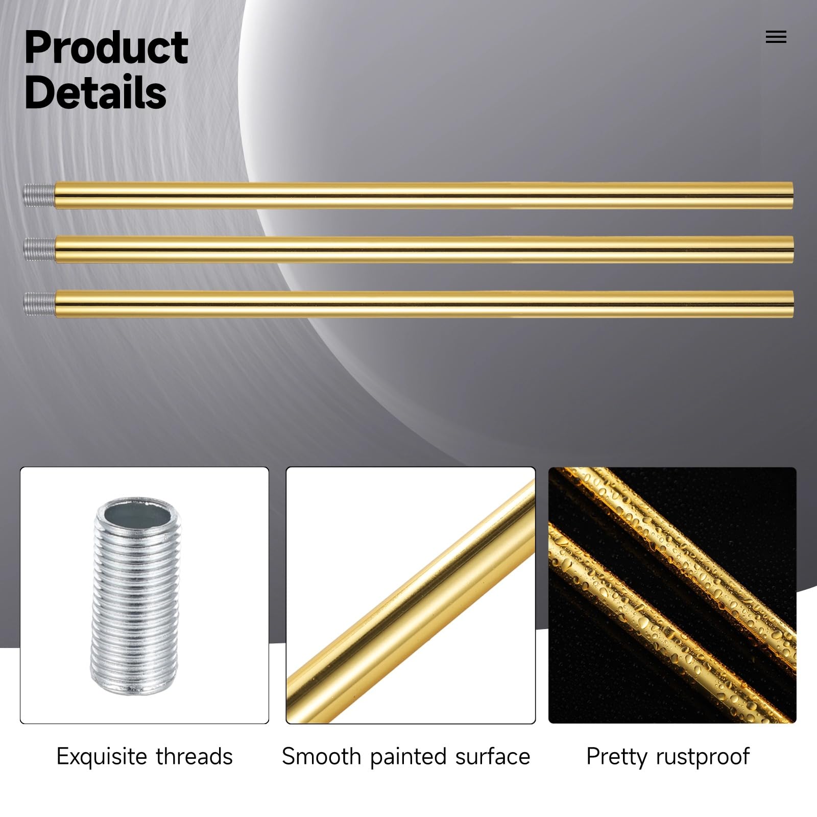 Snapklik.com : Lnrueg Bright Gold M10 Threaded Extension Rod, 10 PCS 12 ...