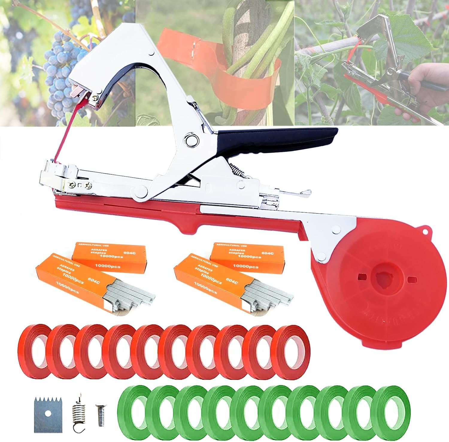 Amazon.com : Gorvalin Plant Tying Machine with Green Tape Staple, Plant ...