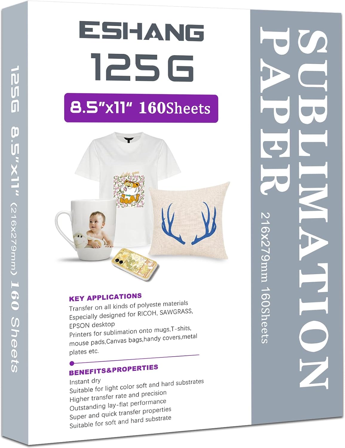 ESHANG Sublimation Paper 8.5 x 11 Inch 160 Sheets for Any Inkjet ...