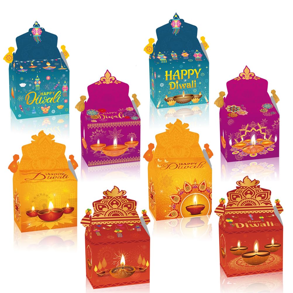 12 Pcs Happy Diwali Treat Box Indian Sweets Gift Box Gable Boxes Diwali ...
