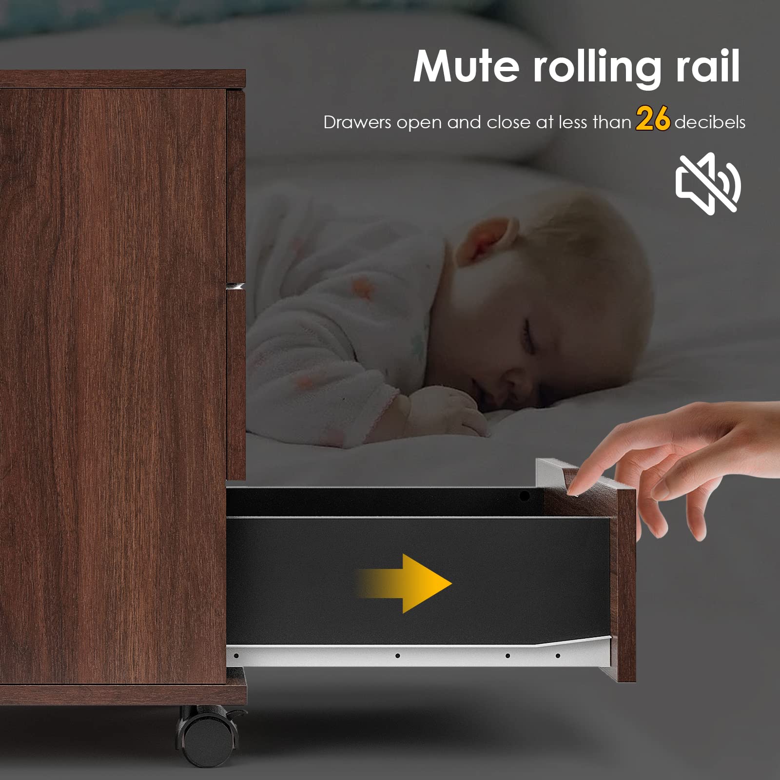 Snapklik.com : STARY Fully Assembled 3 Drawer Wood Rolling File Cabinet