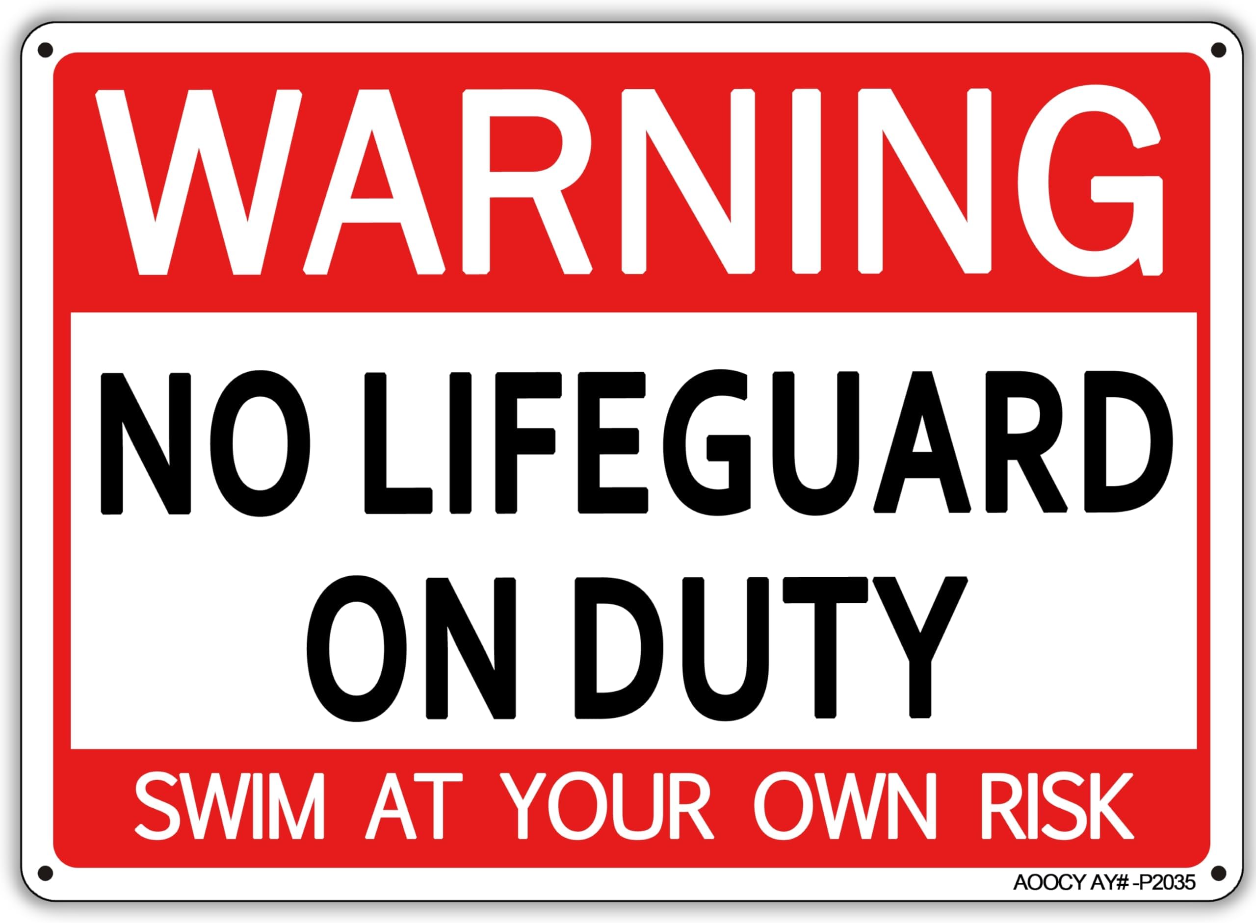 Amazon.com : No Lifeguard On Duty Sign, Blue Pool Sign, 10x14 Inches ...