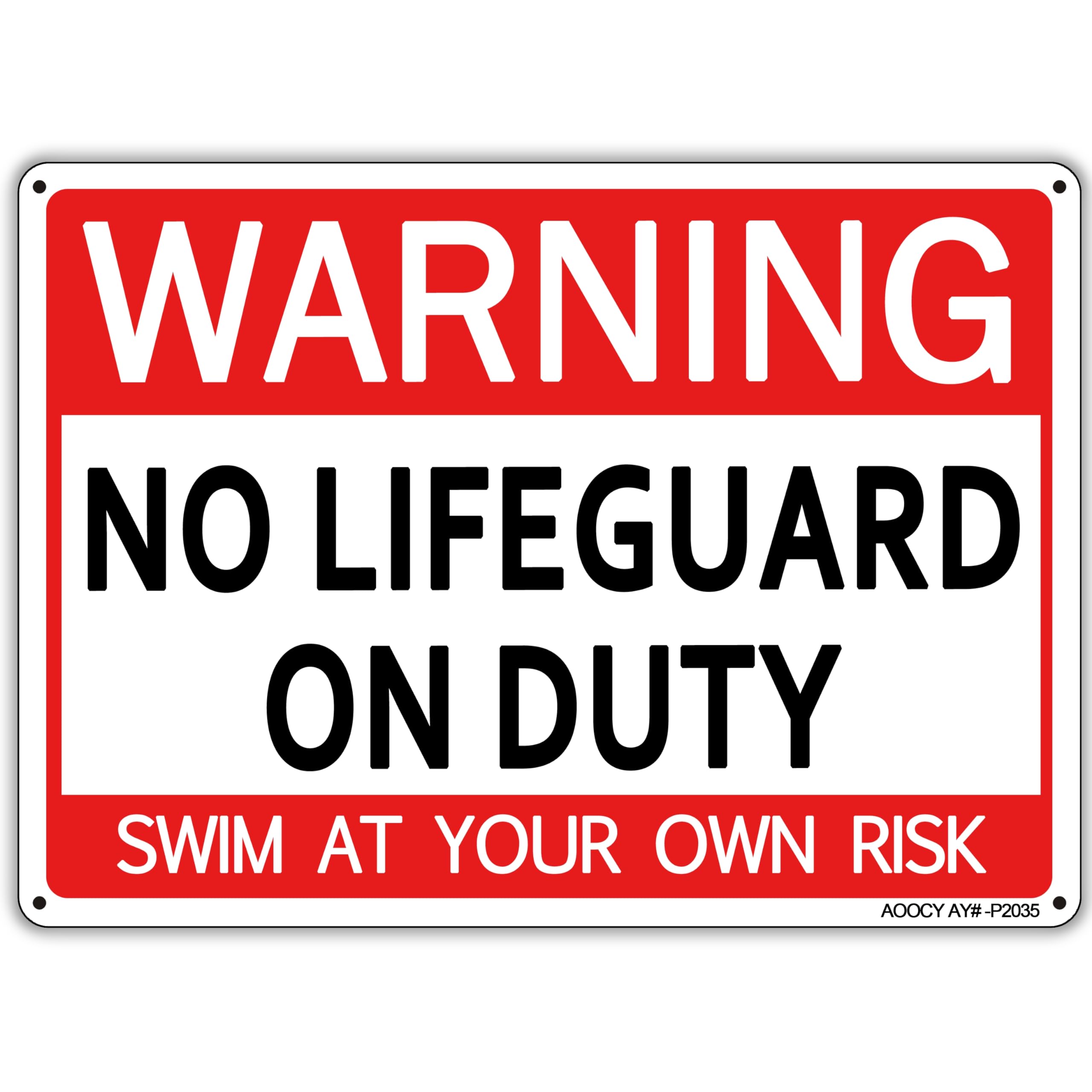 Amazon.com: Warning No Lifeguard On Duty Sign - 10" x 13" Weather ...