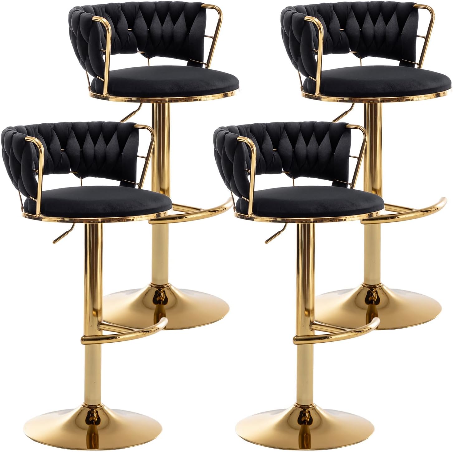Amazon.com: Riknuxi Velvet Bar Stools Set of 4, Counter Height Bar ...