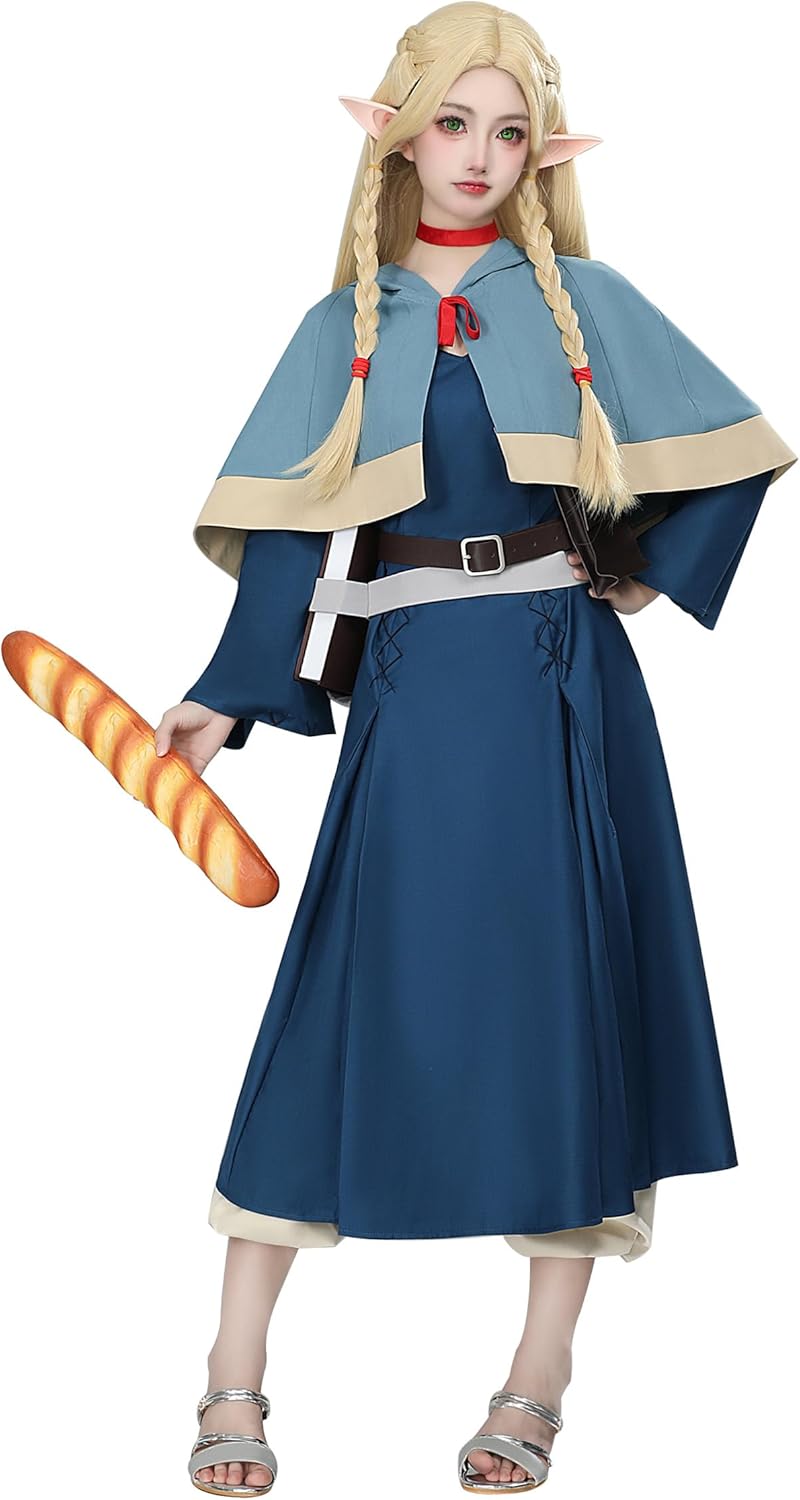 Amazon.com: miccostumes Women's Cosplay Costume Set Dress and Cloak ...