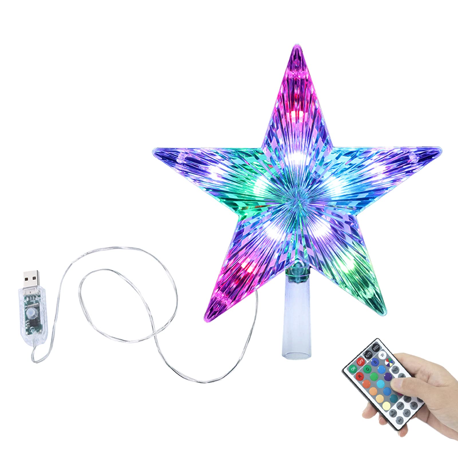 Amazon.com: Christmas Tree Topper Penmerr USB Powered 9.5inch 24 Modes ...