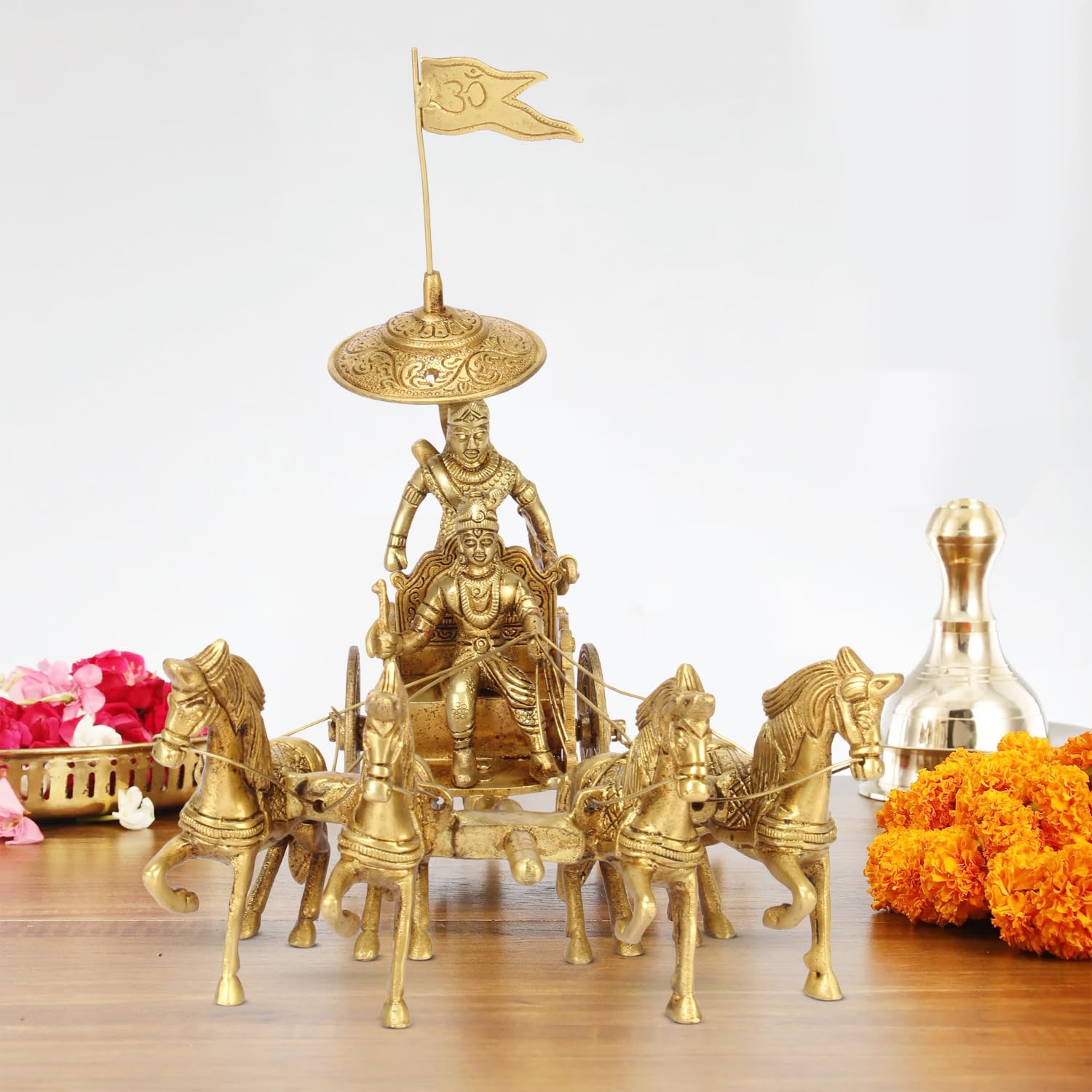 Buy ARTVARKO Brass Four Horses Mahabharat/Geeta Arjun Chariot (Rath ...