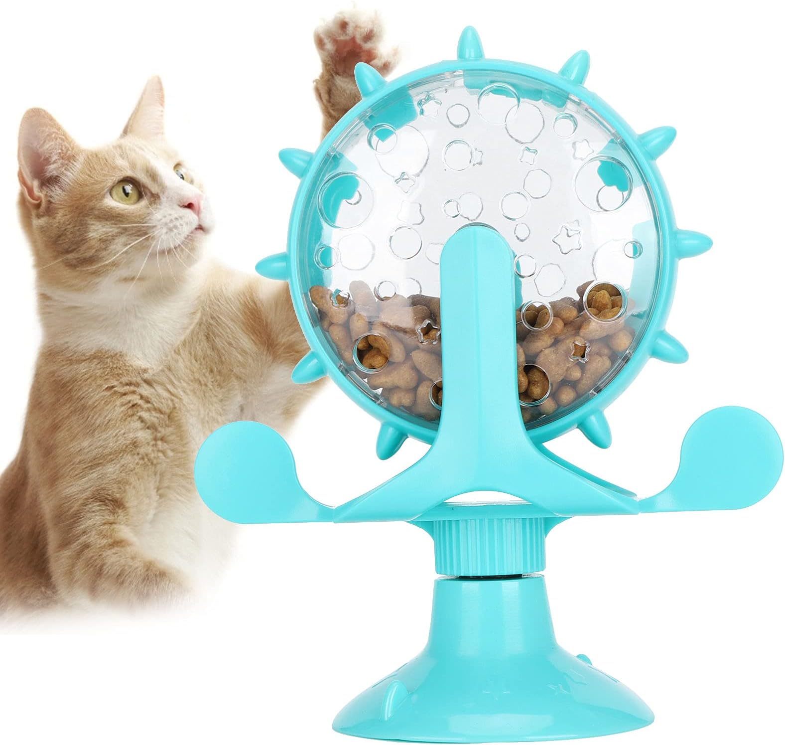 Tease Cat Toys, 360° Rotating Windmill Suction Cup Toys Puzzle Slow Dog ...