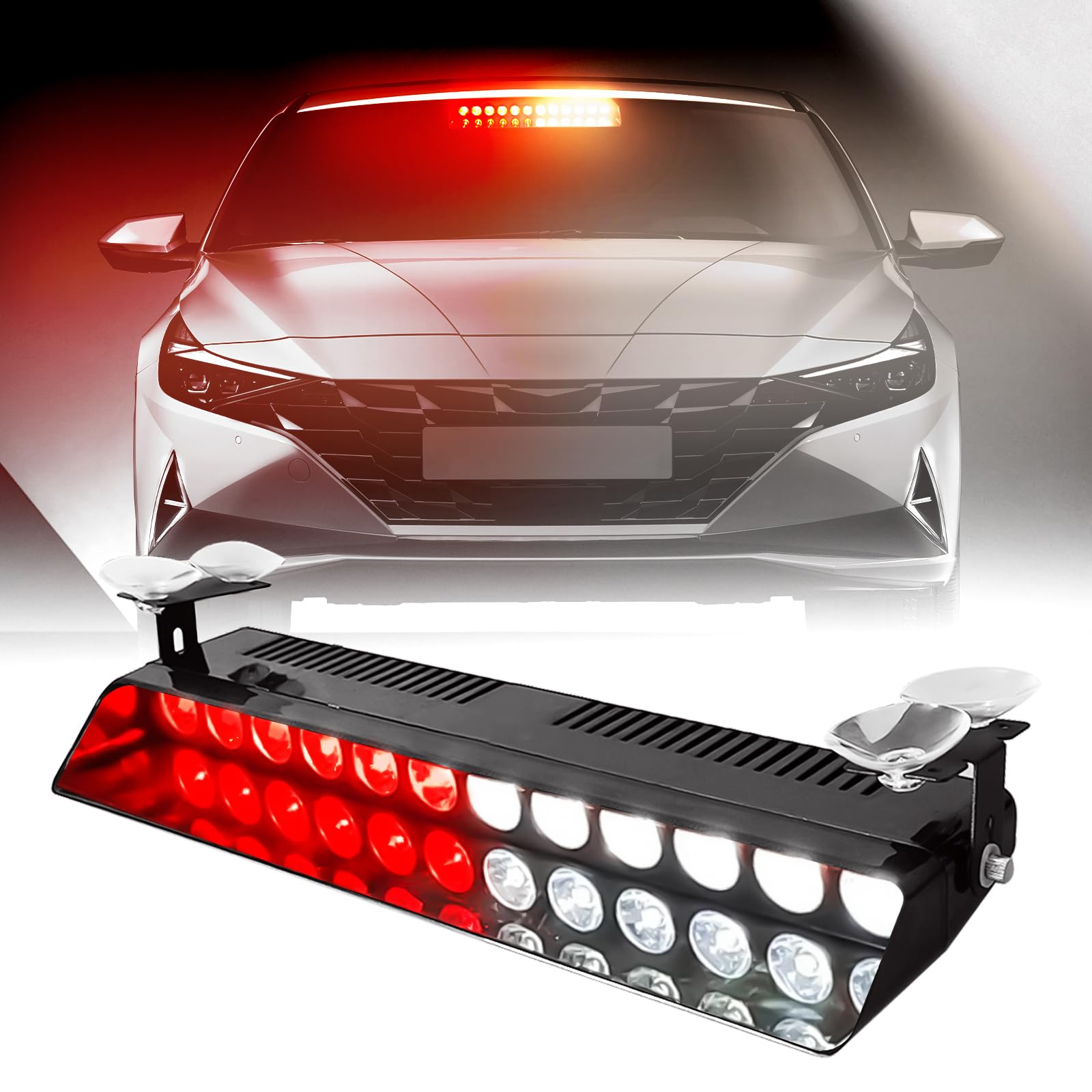 Amazon.com: 12Leds Red & White Dash Lights Emergency Warning Strobe ...