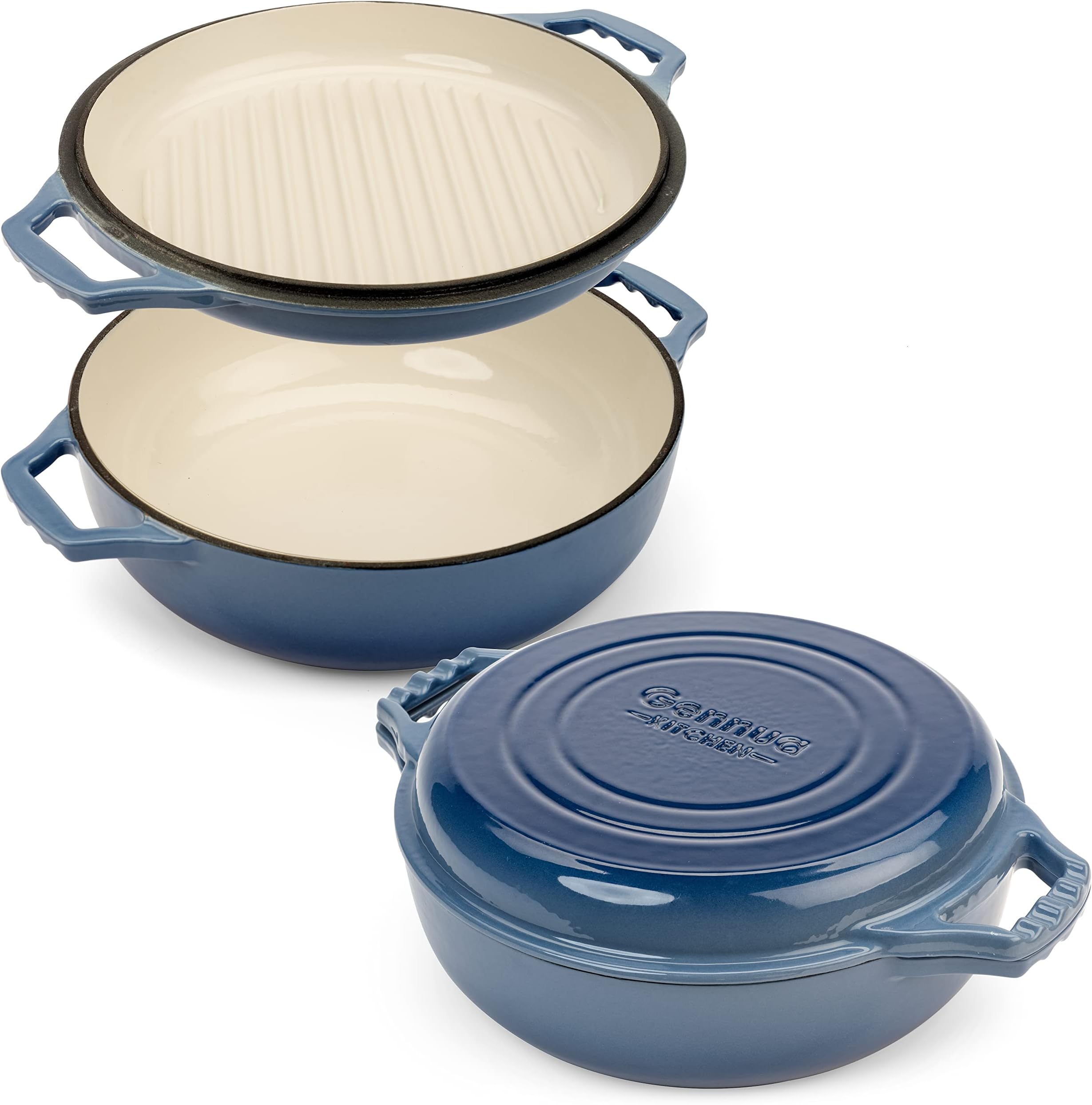 Amazon.com: Amazon Basics Enameled Cast Iron Dutch Oven, 6-Quart, White ...