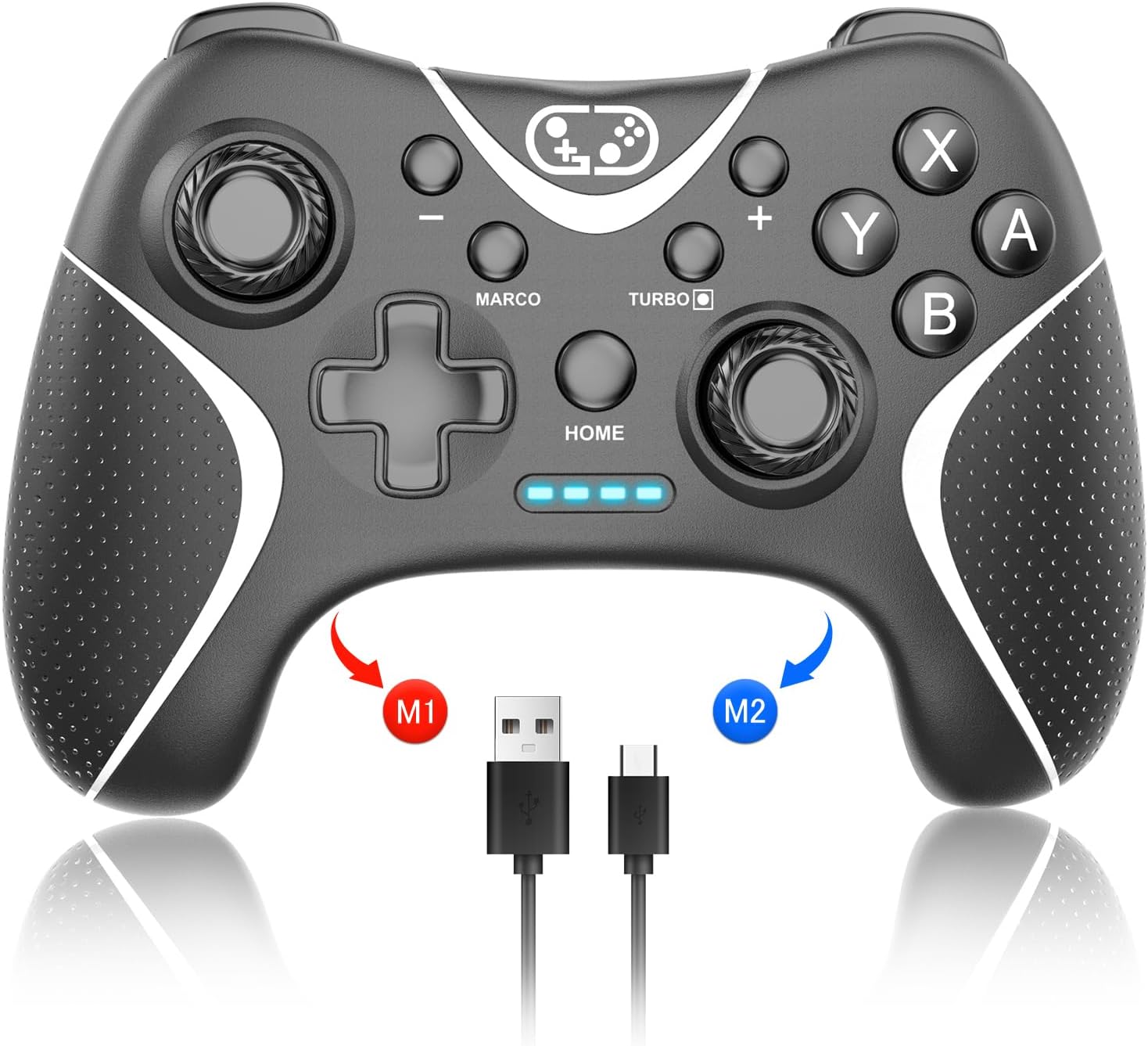 Amazon.co.jp: Switch コントローラー 「2023年末新登場」 スイッチ プロコントローラー 背面ボタン4つ付き マクロループ機能 自動連射 Bluetooth5.0接続 6 ...