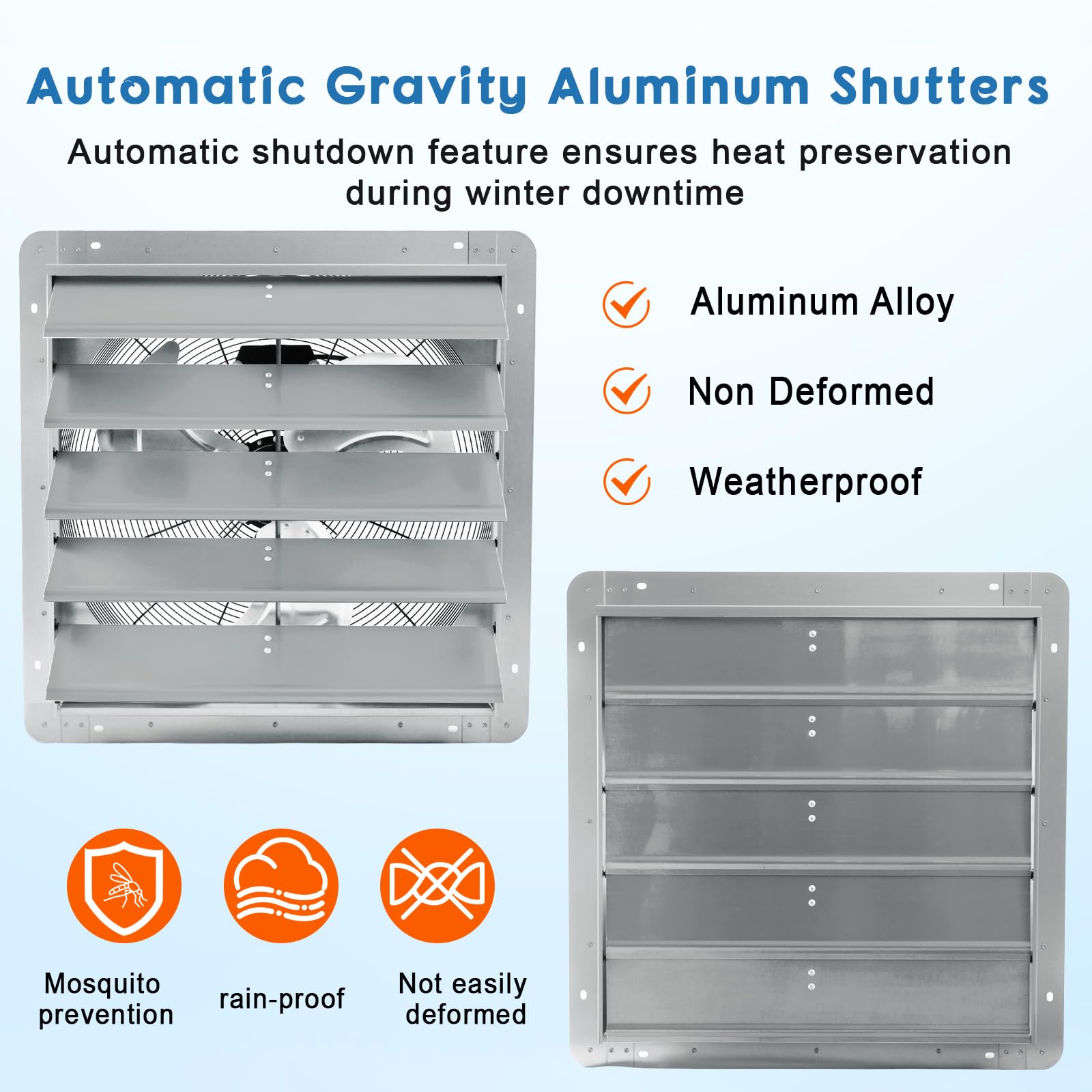 Snapklik.com : 24 Shutter Exhaust Fan, Aluminum Wall Mounted Shutter ...