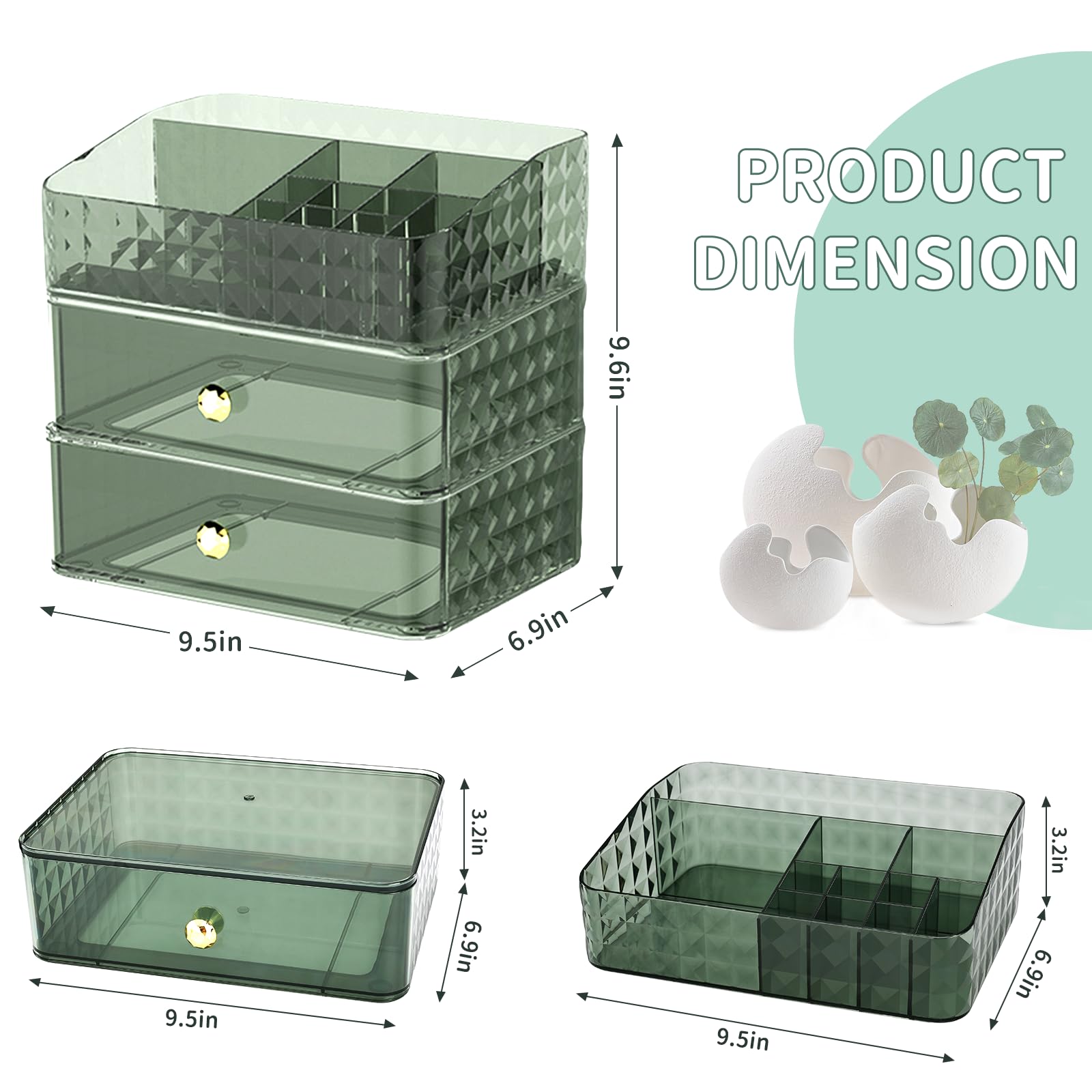 Makeup Organizer with Drawers, Stackable Cosmetics Organizer and ...