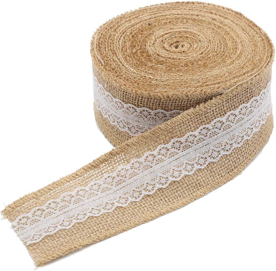 Amazon.com: Burlap Ribbon for Craft DIY Natural Jute Burlap Lace Ribbon ...