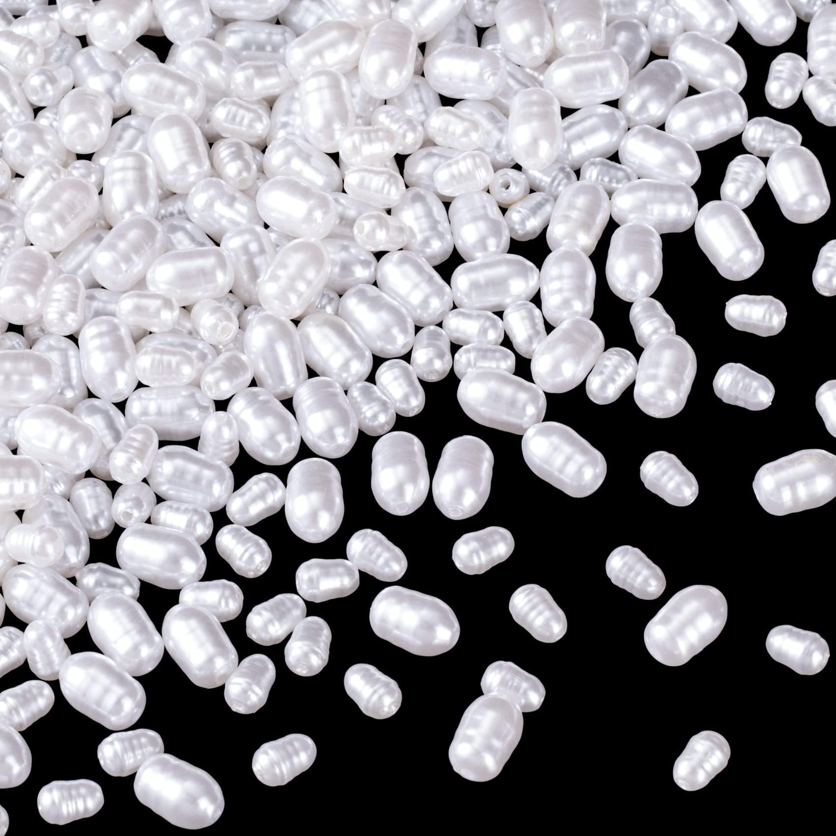Amazon.com: 1000pcs White Long Pearl Beads Smooth Ball Imitation Pearl ...