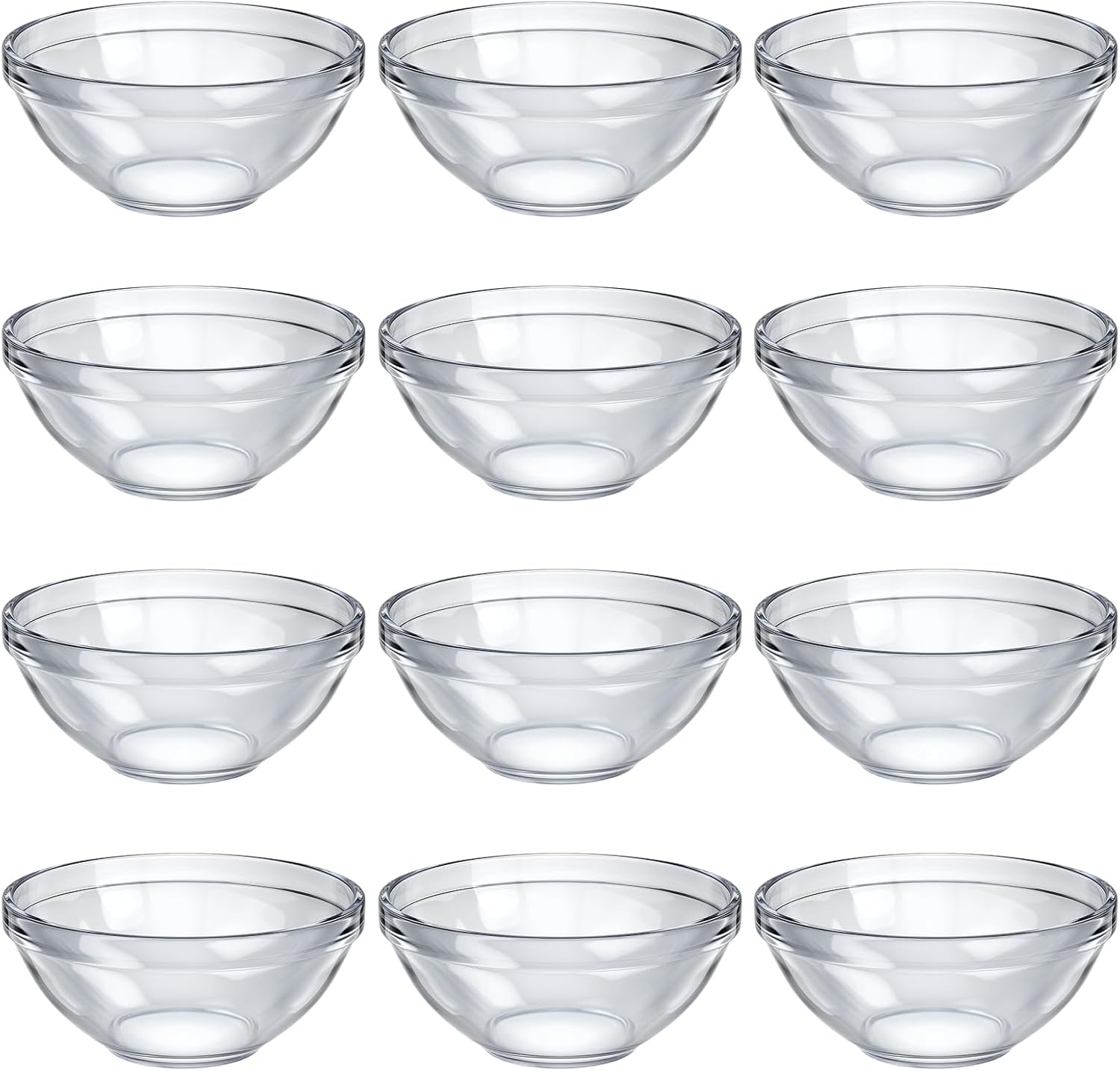 3″ Clear Glass Bowls，12 PCS 2.5 Oz Stackable Prep Bowls Used for ...