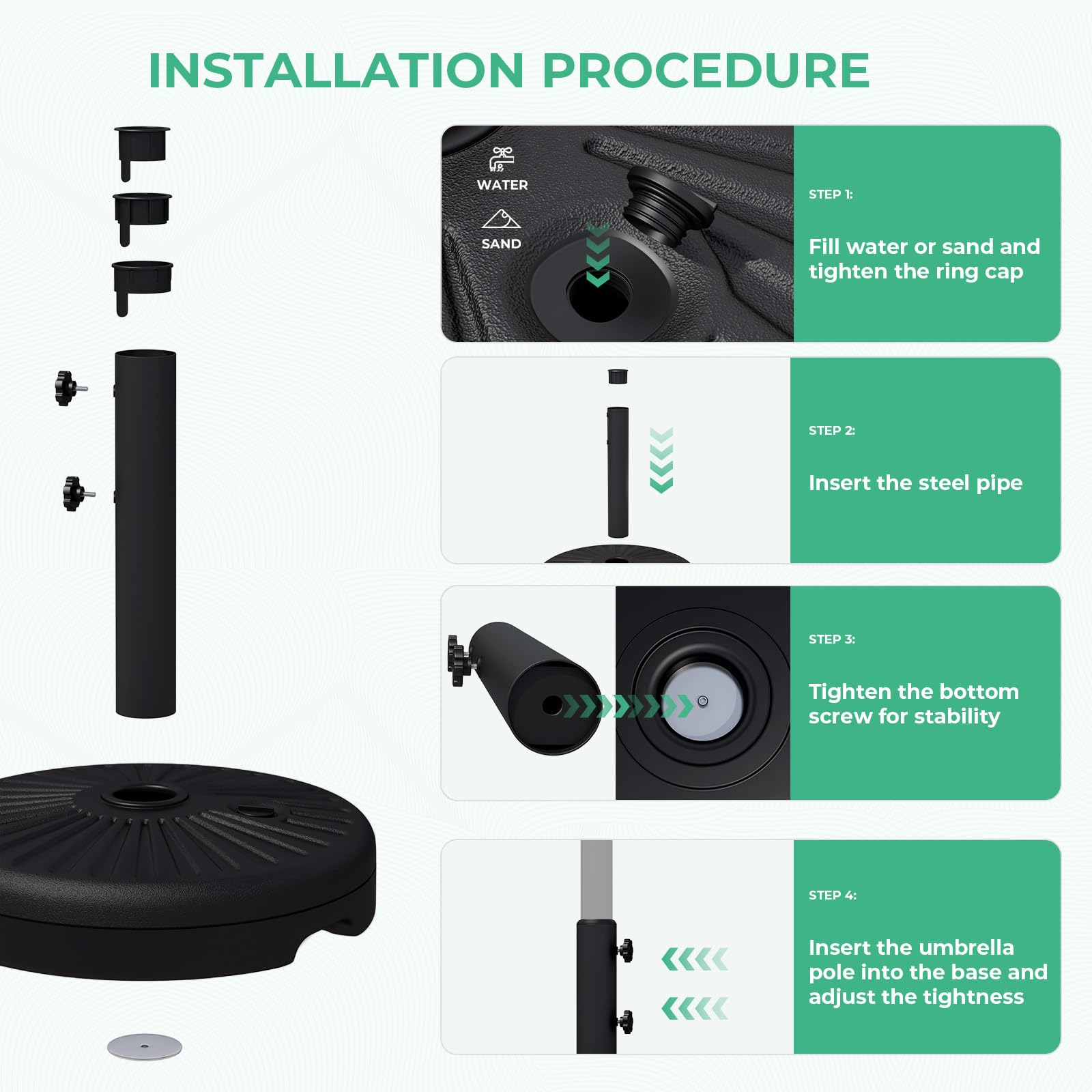 Snapklik.com : JEAREY 22L Patio Umbrella Stand, Outdoor Umbrella Base ...