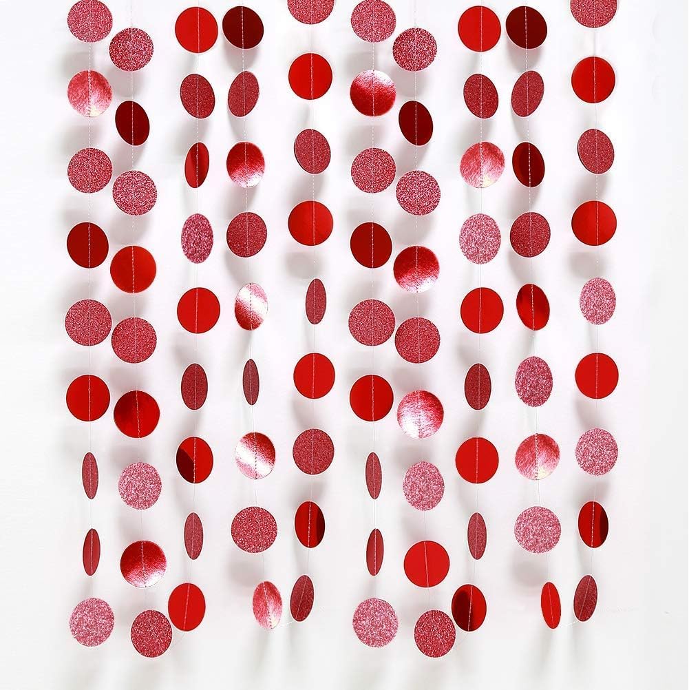 Amazon.com: JEYE Red Circle Dots Party Garland Decoration Metallic ...