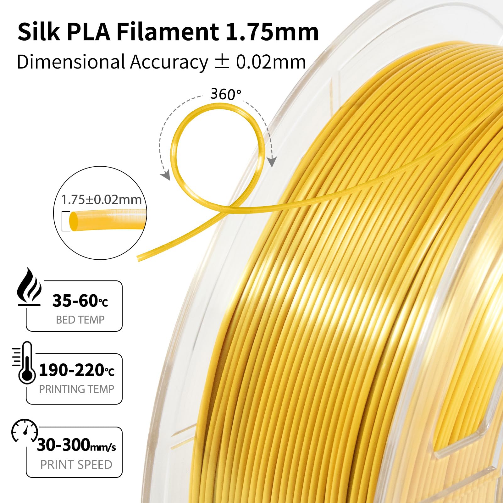 Snapklik.com : Silk PLA Filament 1.75mm, Rapid High Speed 3D Printer ...
