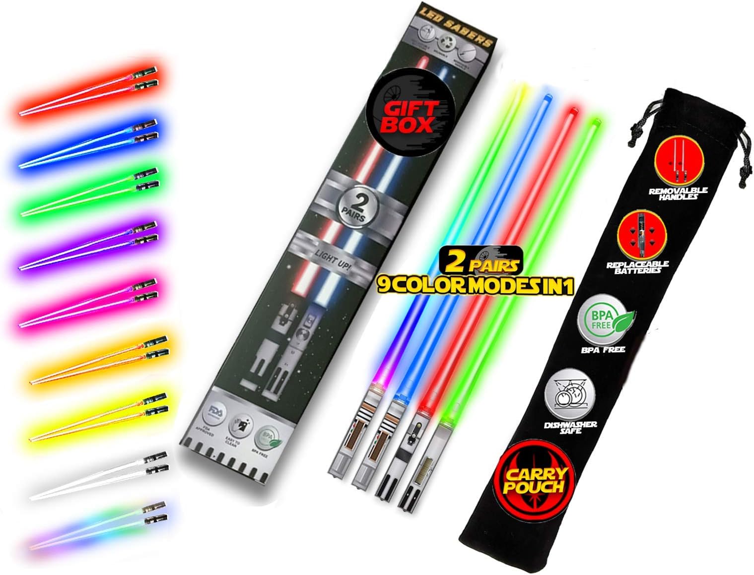 Amazon.com: LIGHTSABER CHOPSTICKS LIGHT UP STAR WARS LED Glowing Light ...