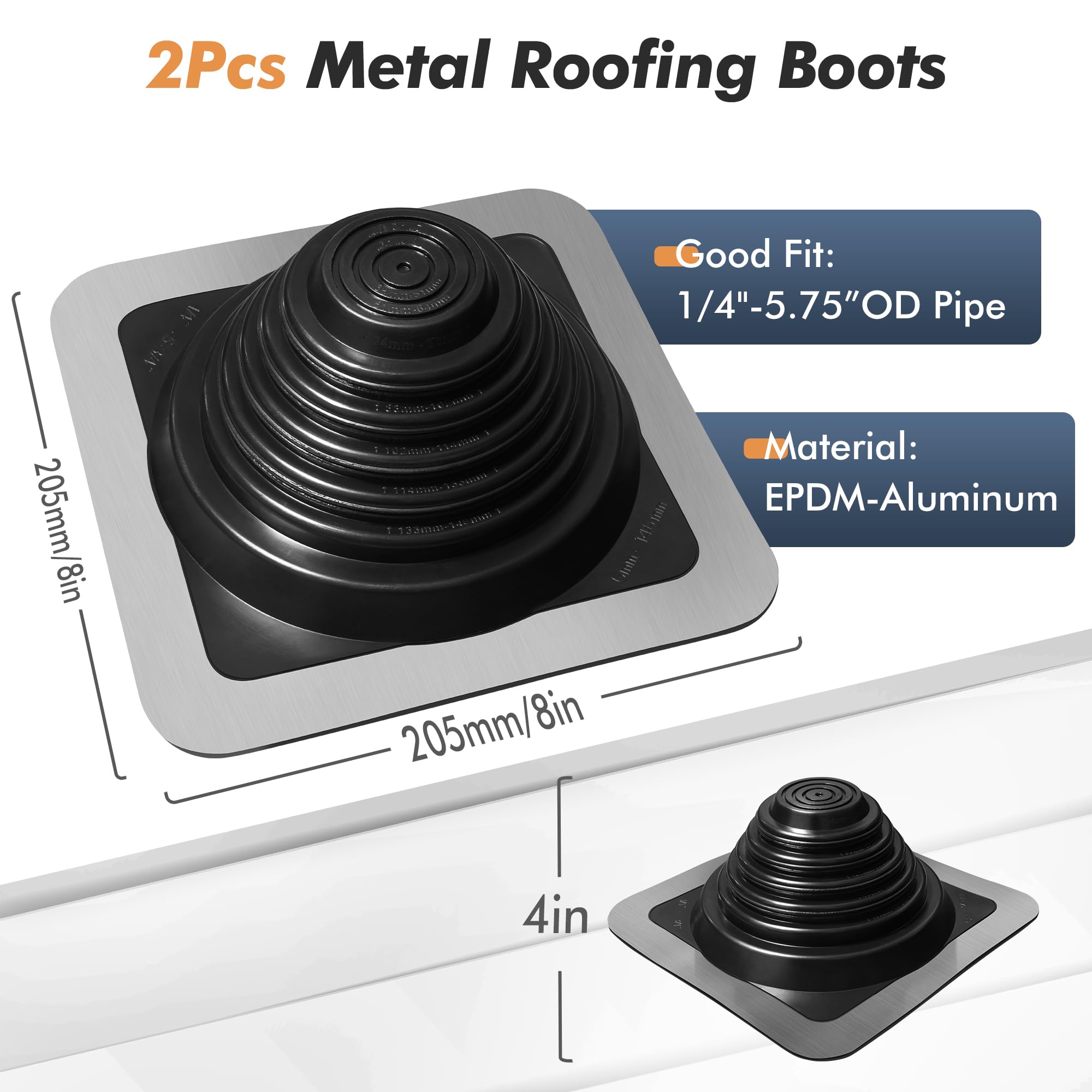 Snapklik.com : #3 Metal Roof Vents Flashing, Roofing Boots Kit For ...