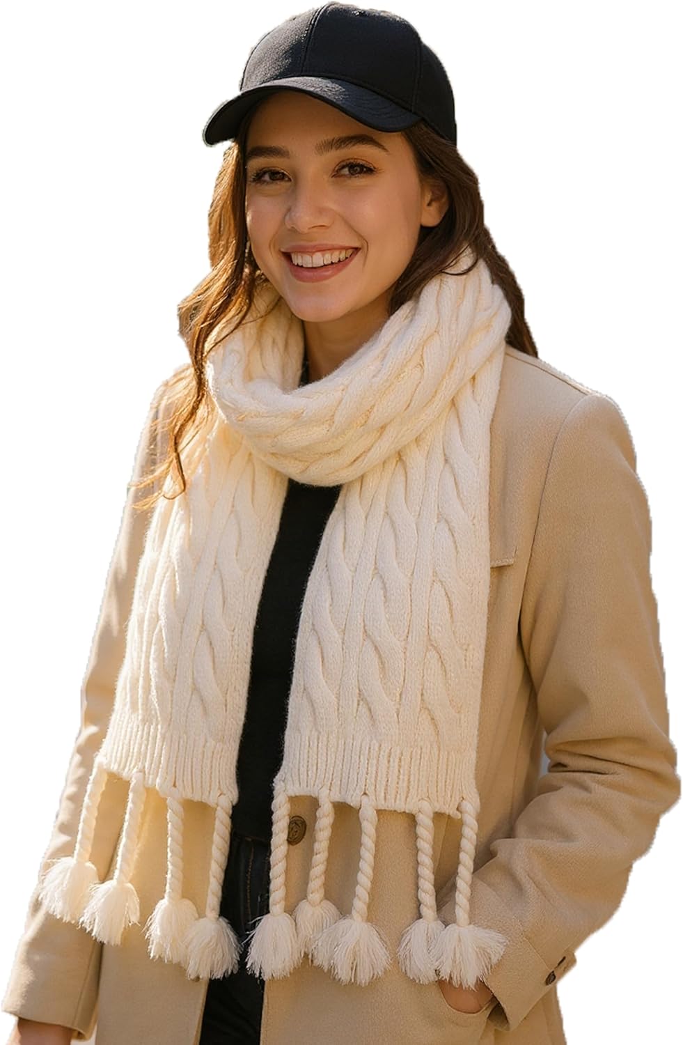 NEOSAN Women's Knit Scarf Winter Neck Warm Long Ribbed Thick Scarves ...