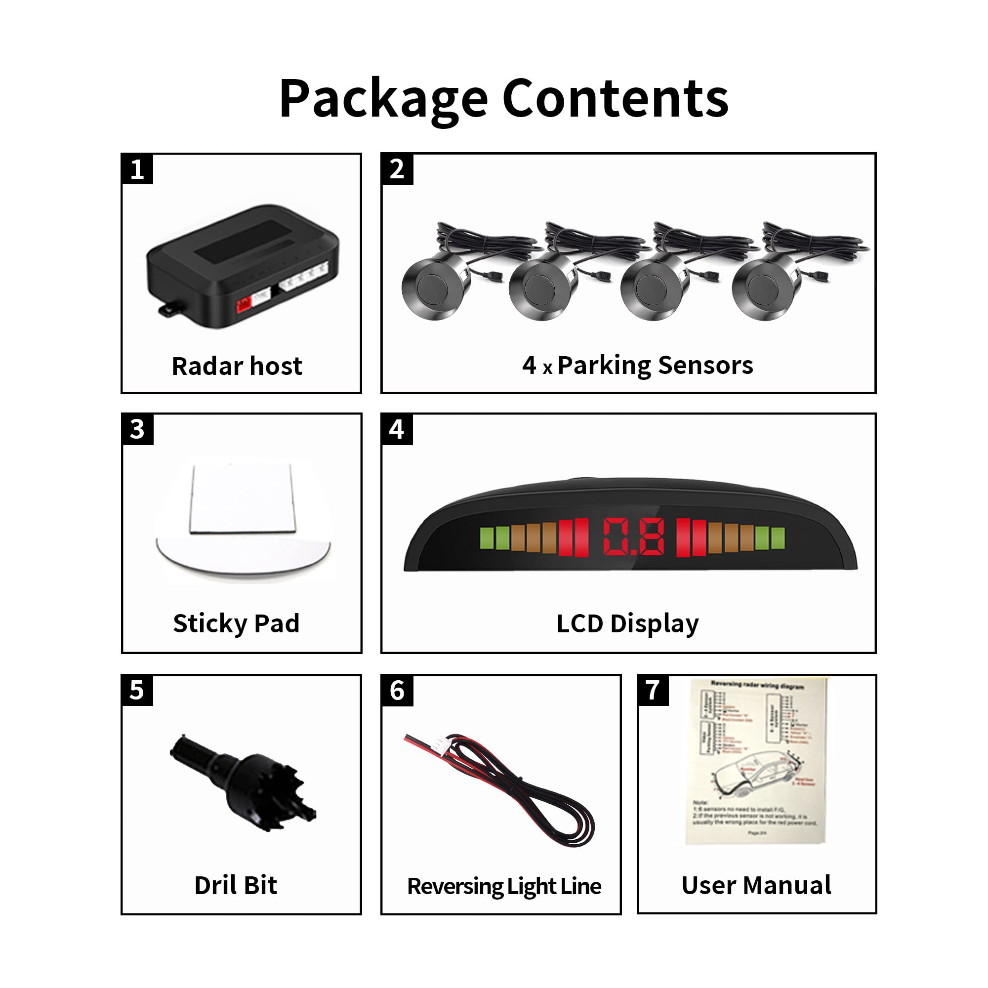 Snapklik.com : Car Reverse Backup Sensor Universal Parking Sensors For Car