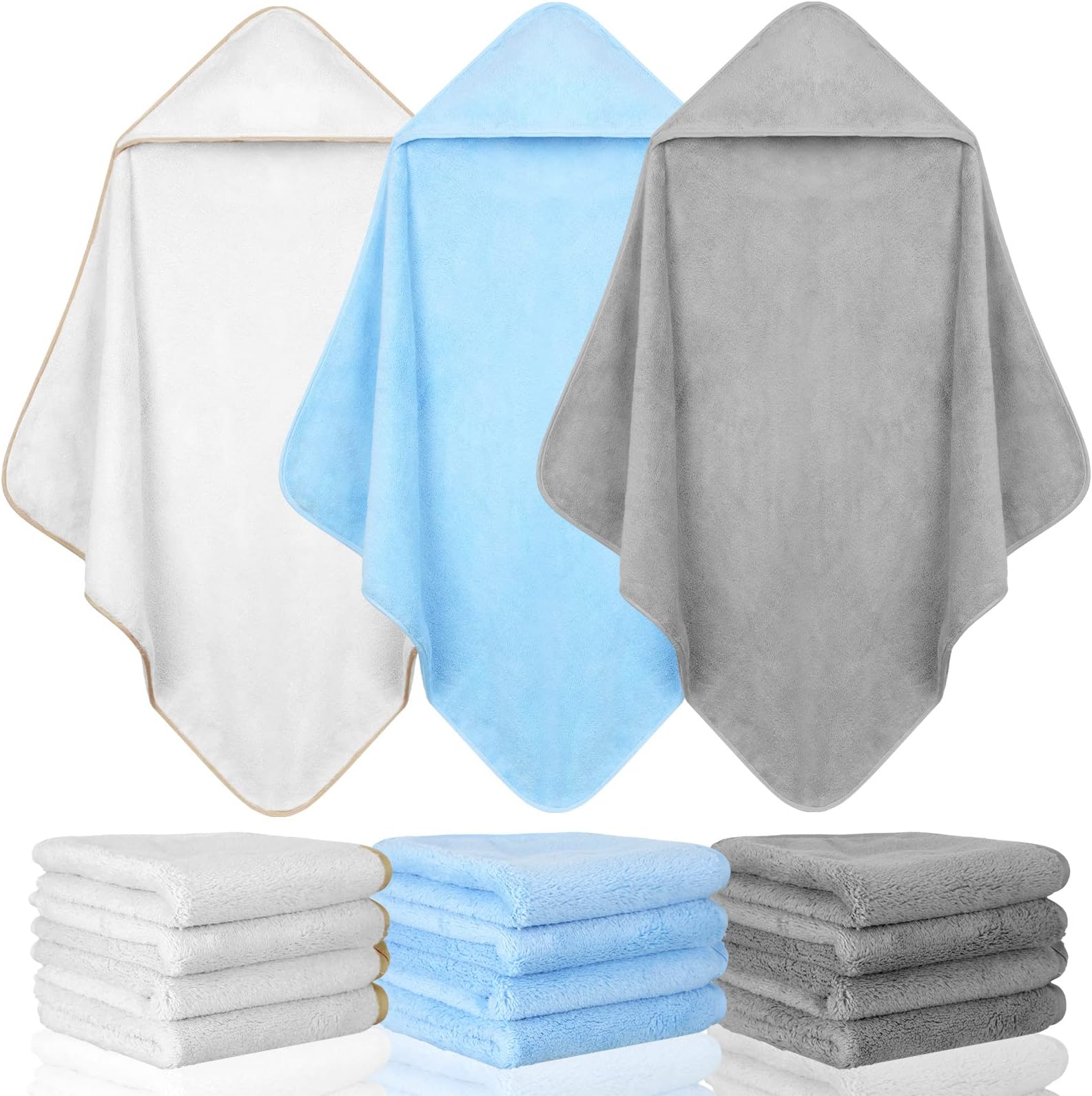 Amazon.com : Moukeren 15 Pcs Baby Bath Towel and Washcloths Set ...