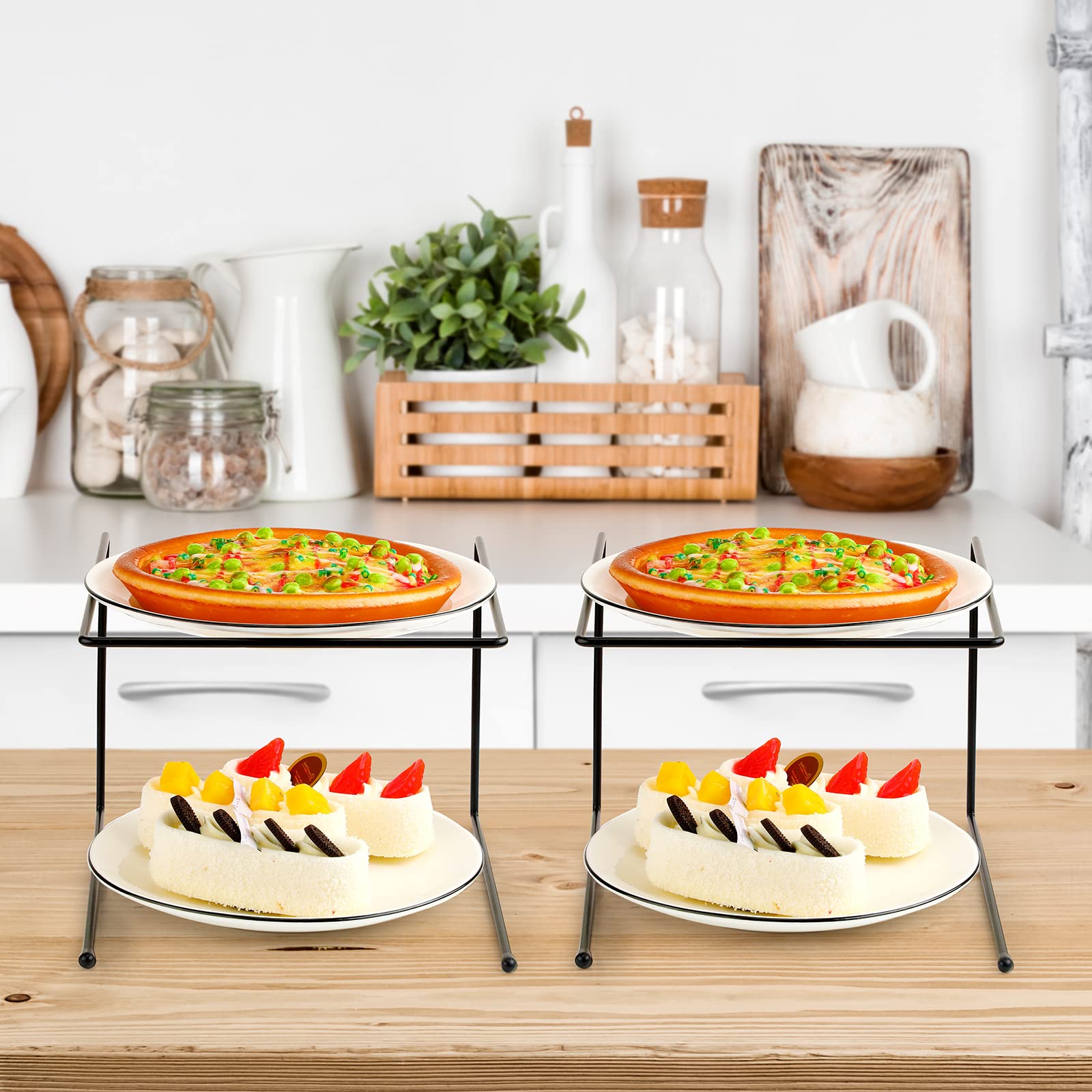 6 Pcs Black Metal Pizza Stand Pizza Pan Riser Stands Pizza Rack Stand ...