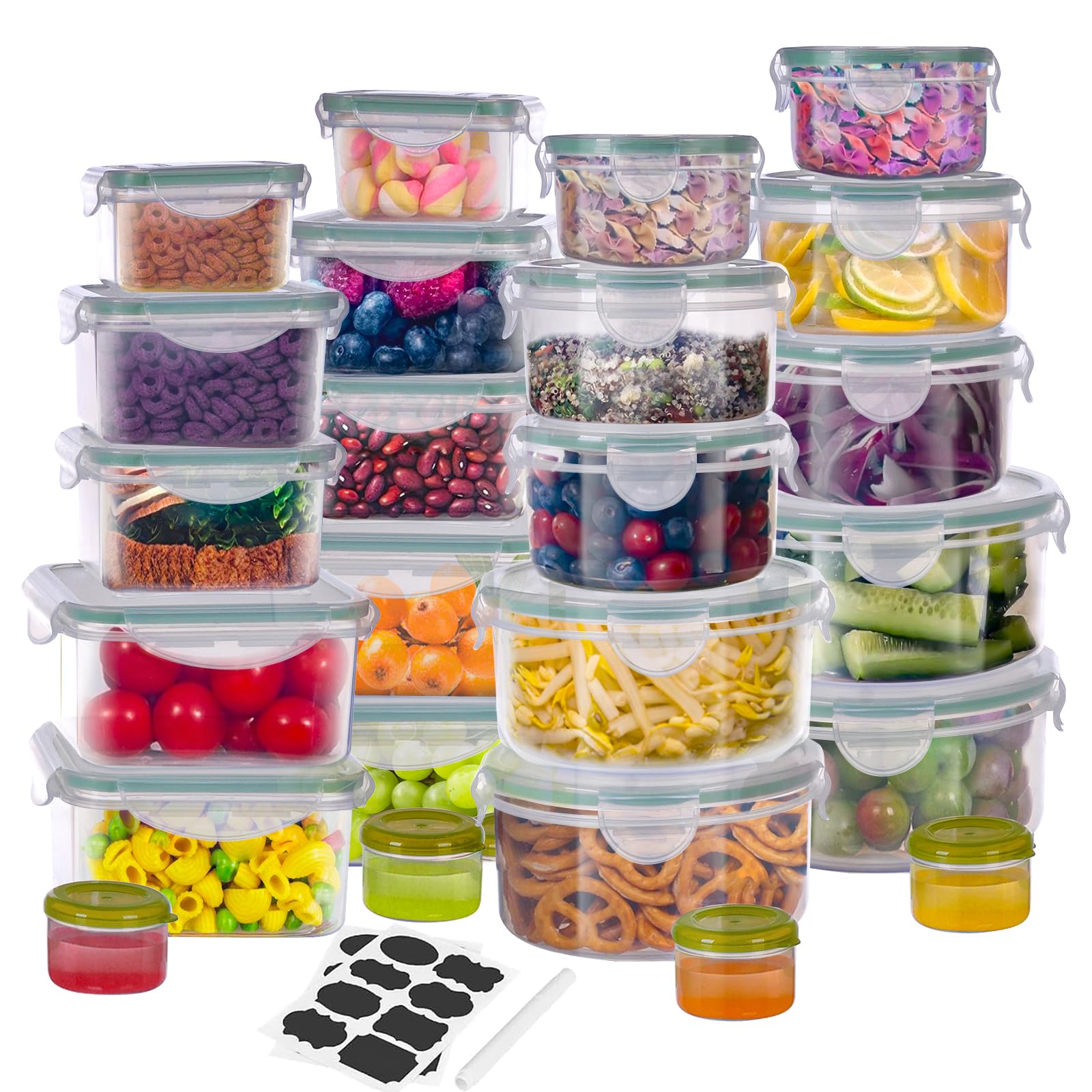 50 PCS Plastic Food Storage Containers Sets with Lids Leakproof ...