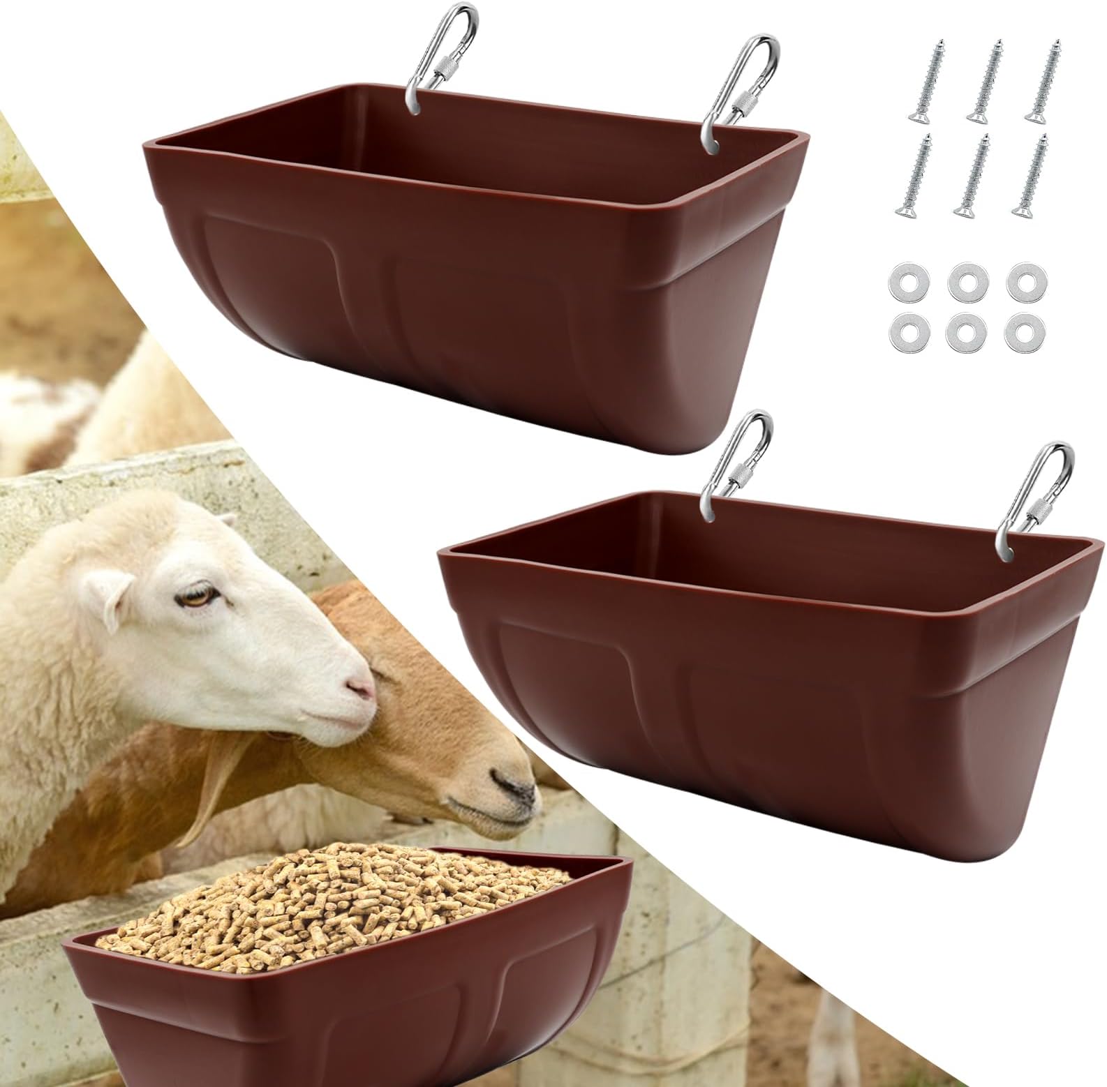 Amazon.com: 2 Pack Chicken Feeder Feed Trough with Clips Hanging Fence ...