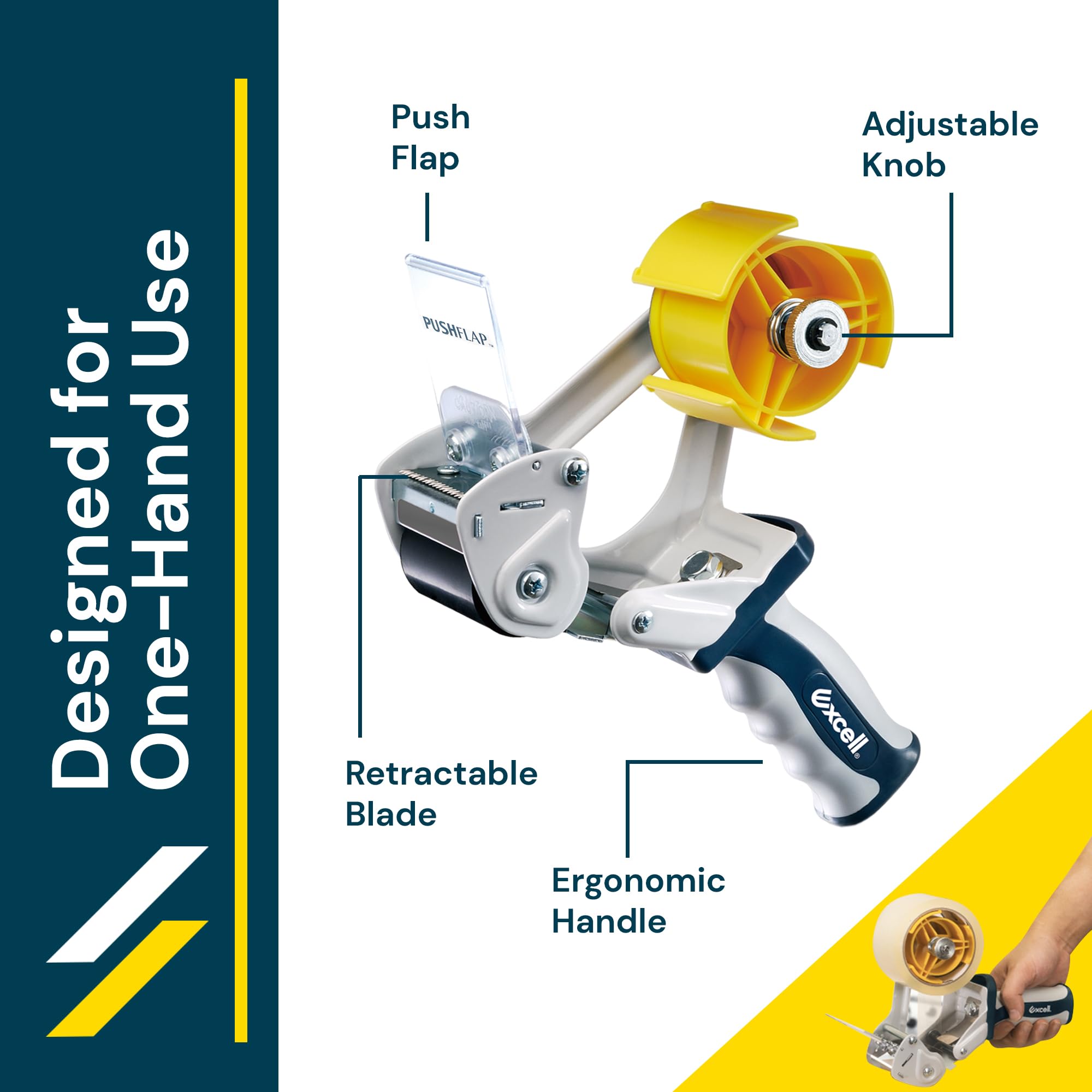 Packing Tape Dispenser Gun Excell Low Noise Tape Gun With Retractable ...