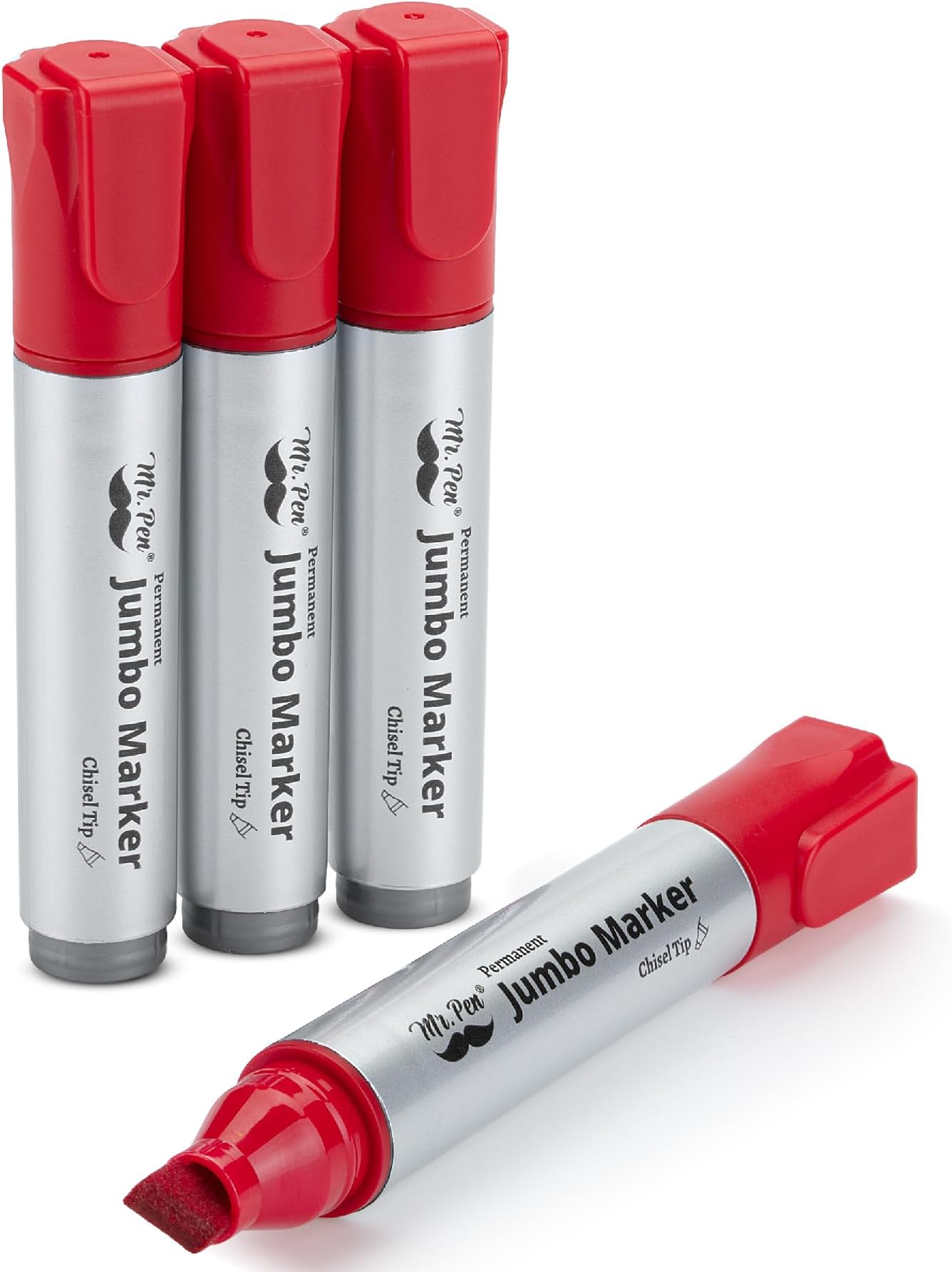 Mr. Pen- Jumbo Permanent Markers, 4 Pack, Red, Chisel Tip, Large ...