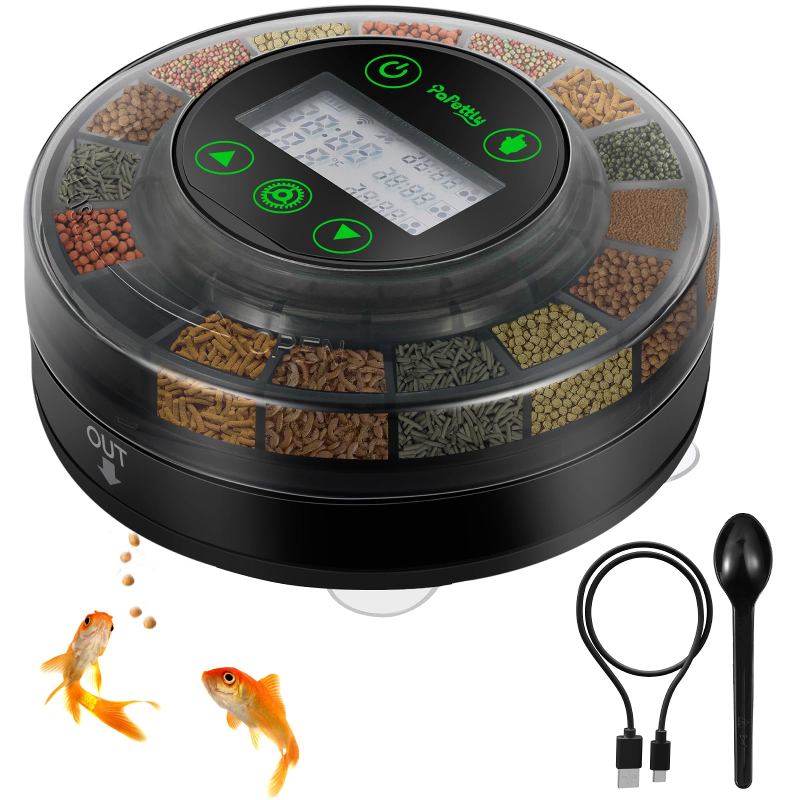 Papettly Automatic Fish Feeder for Aquarium - Auto Fish Food Dispenser ...