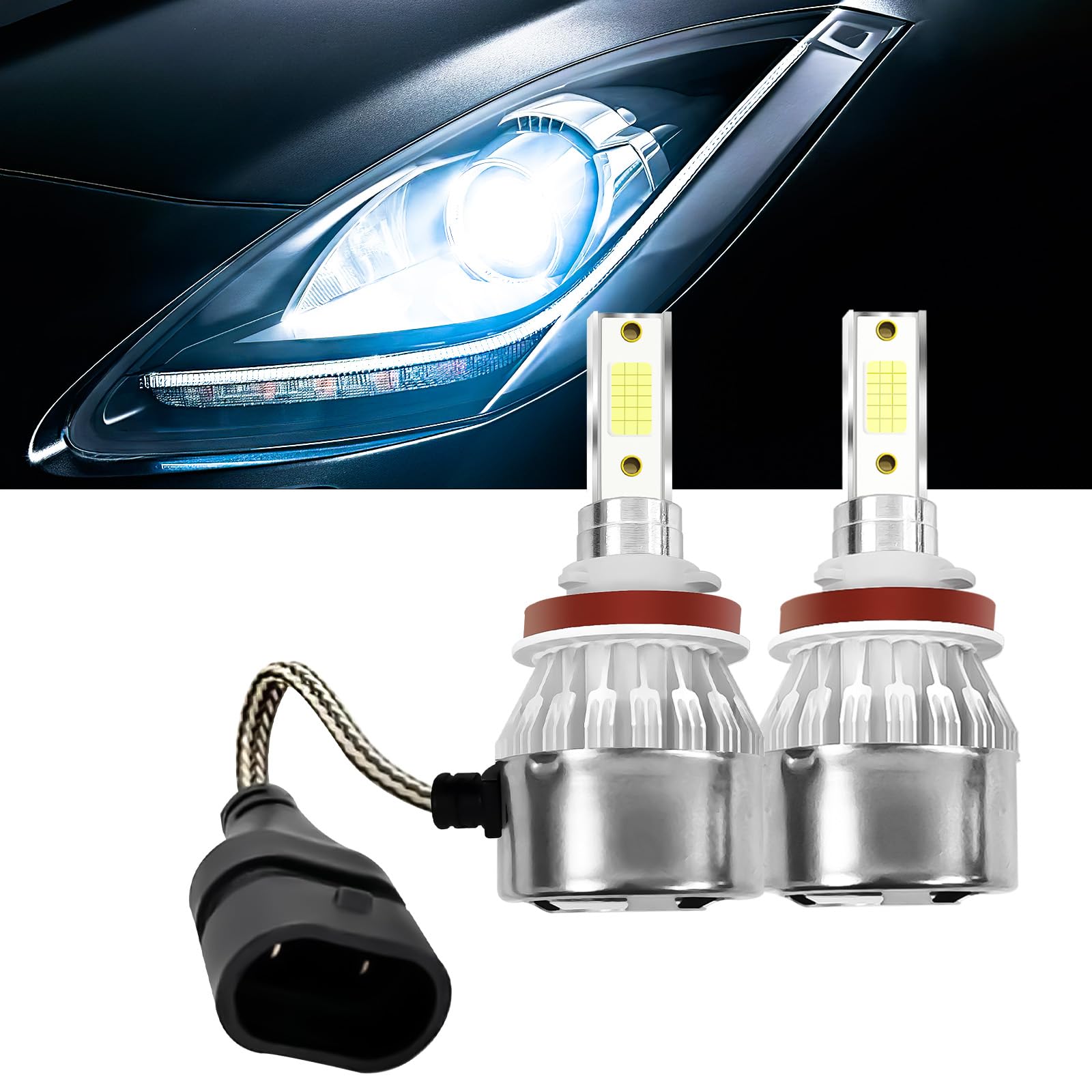 Amazon.com: Hbxdeco 2PCS H8/H11/H9 Car LED Light, 3000K 3800LM Super ...
