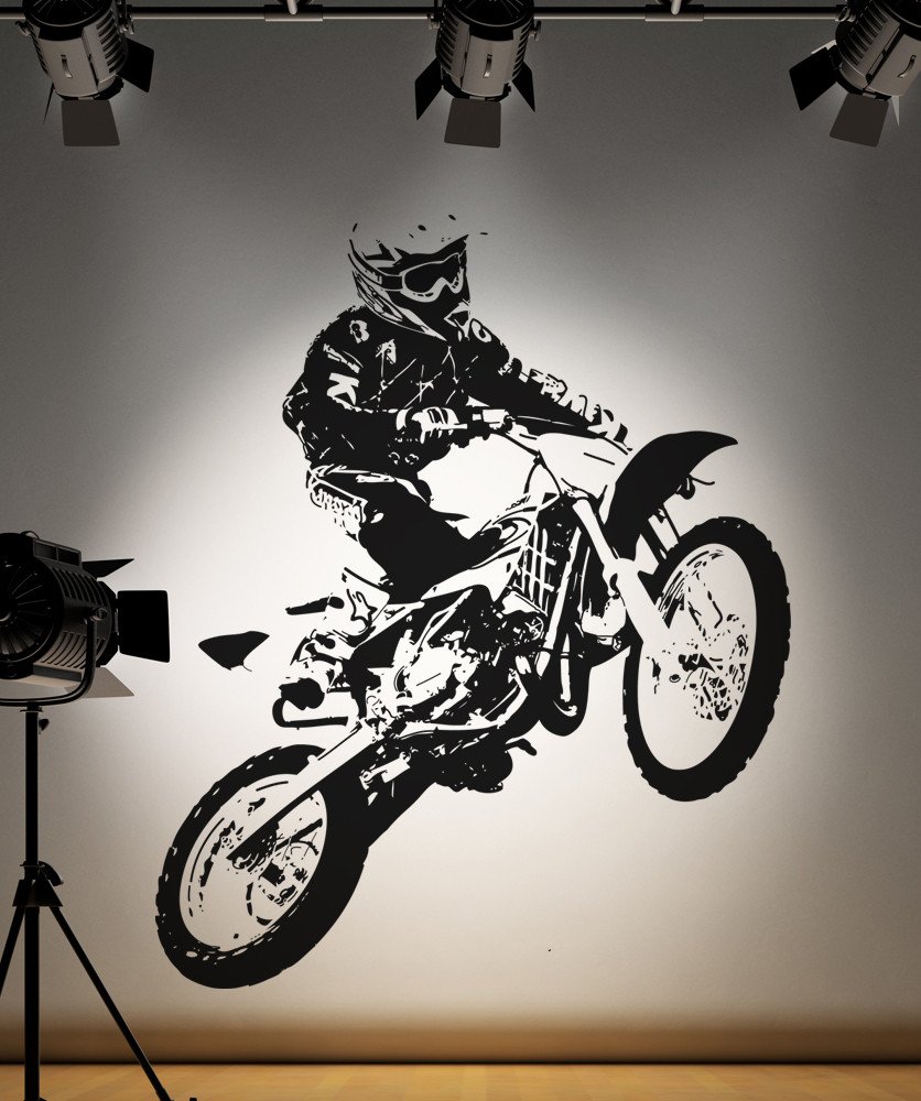 Amazon.com: Vinyl Wall Decal Sticker Motocross Rider #OS_AA194B (Black ...
