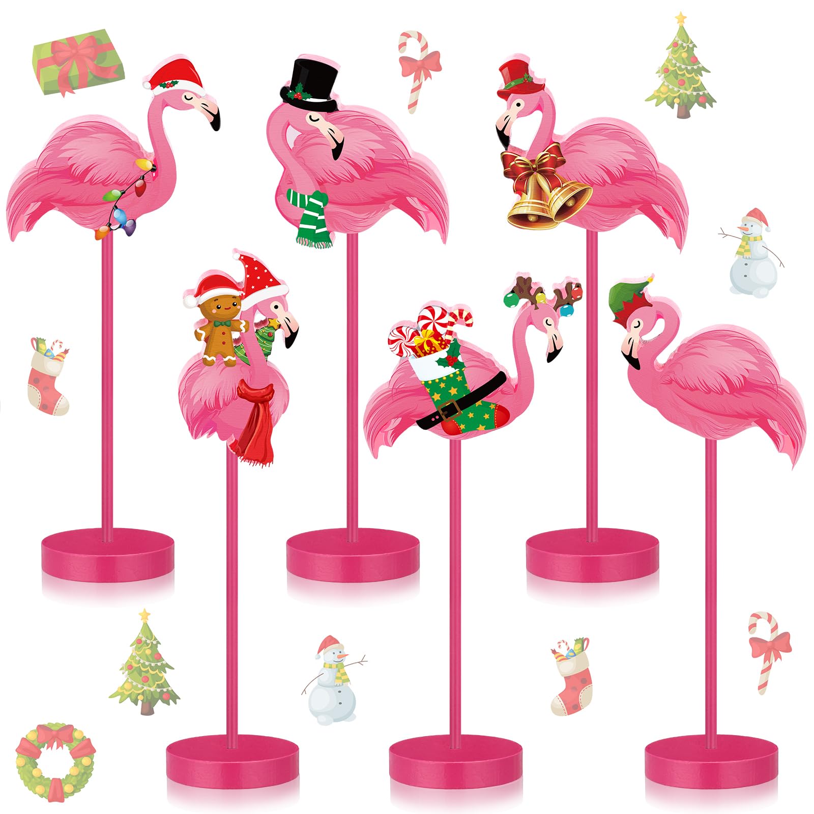Amazon.com: Wenqik 6 Pcs Pink Flamingo Decor Christmas in July Flamingo ...