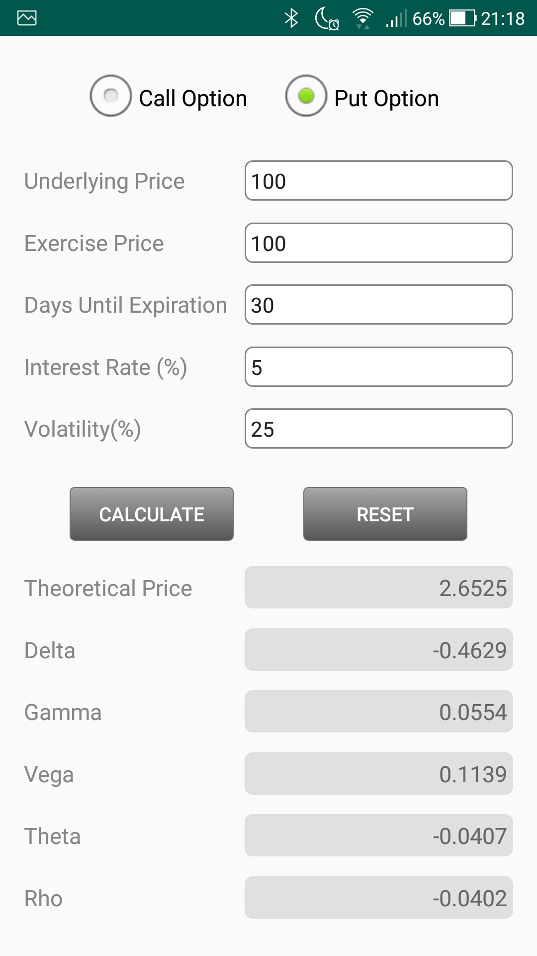 Option Calculator - App on Amazon Appstore