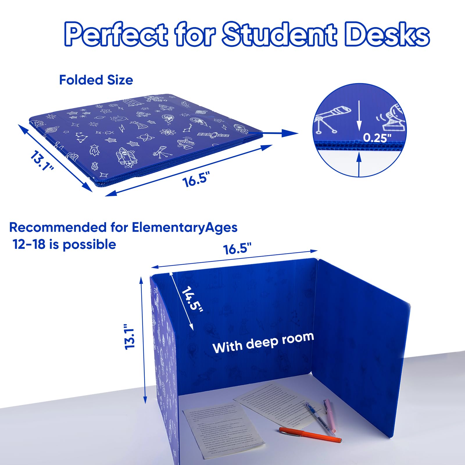 Desk Dividers 25-Pack Blue Student - Tri-Fold Privacy Screens For ...