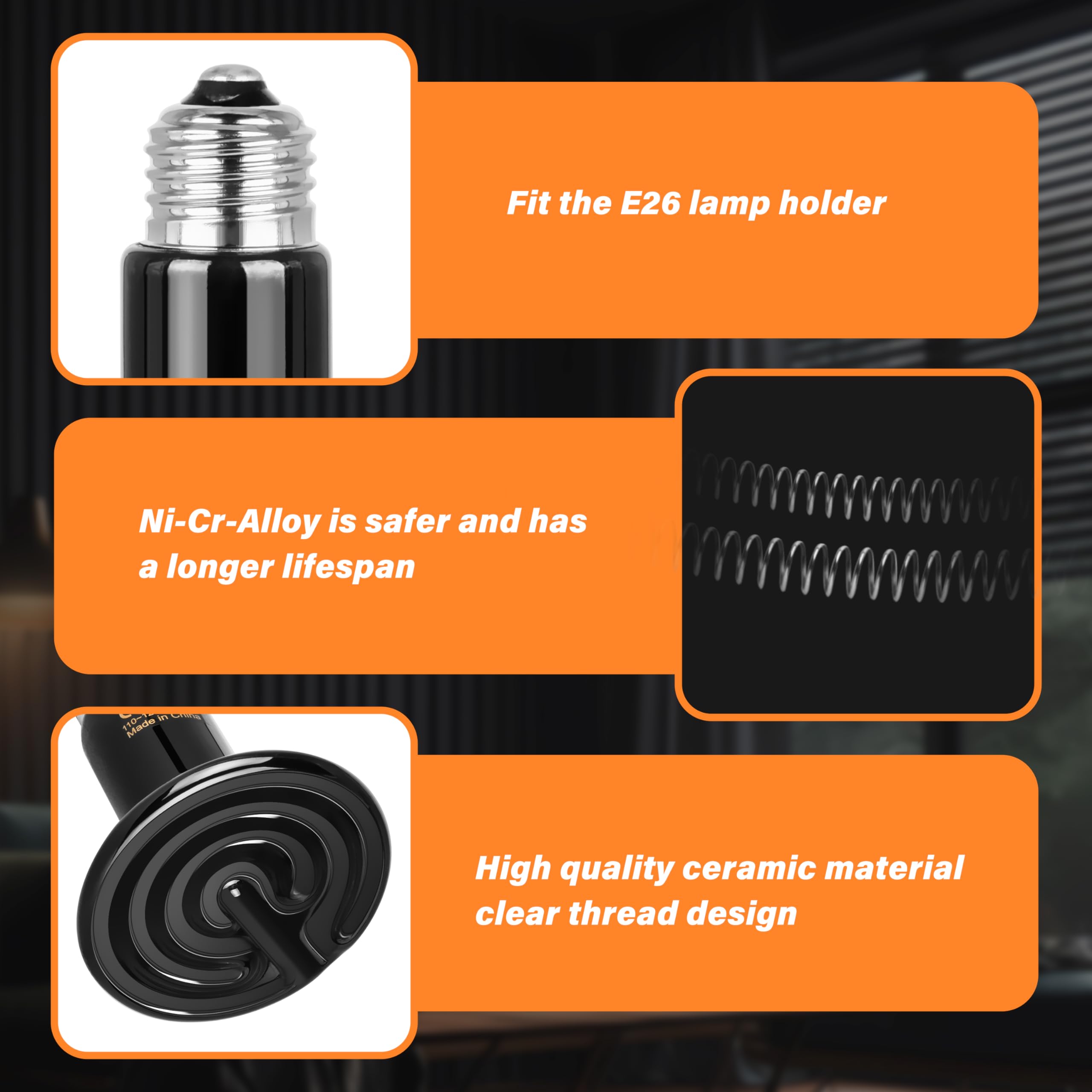 Snapklik.com : 150W Ceramic Heat Emitter, Reptile Heat Lamp No Light ...