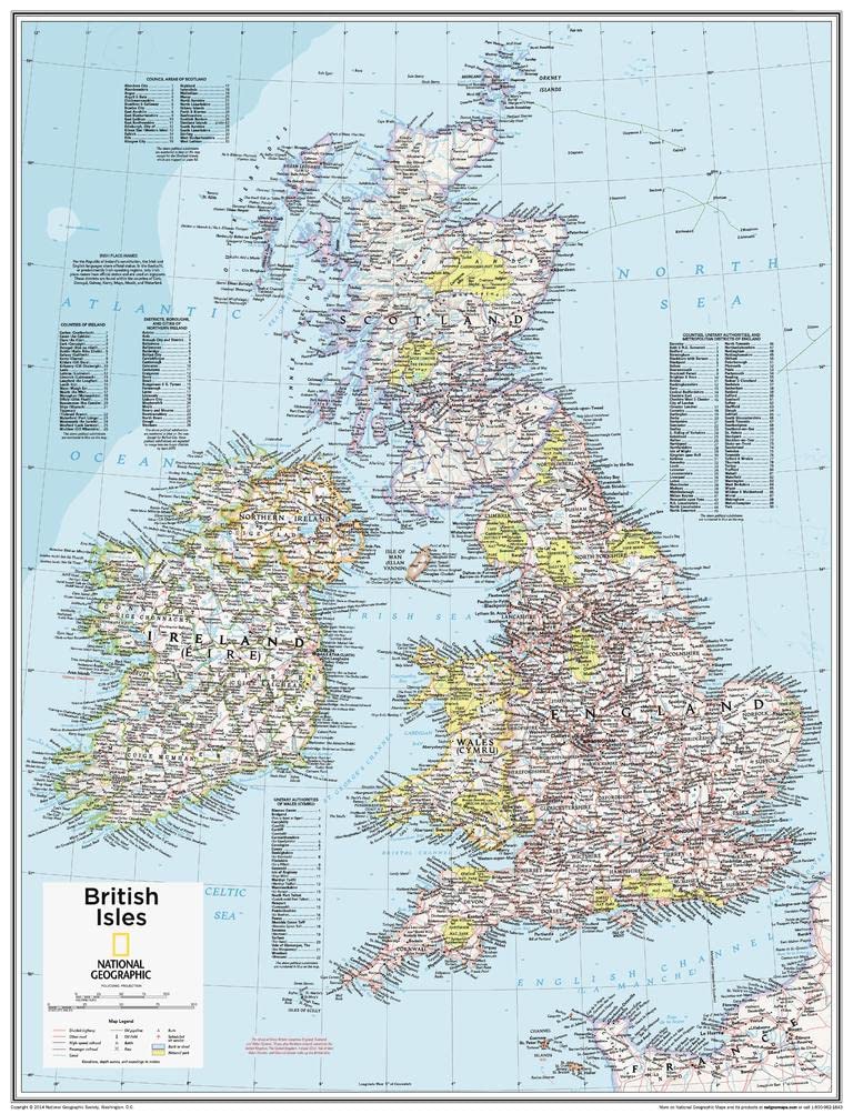 Amazon.com: National Geographic Maps: British Isles Wall Map - Compact ...