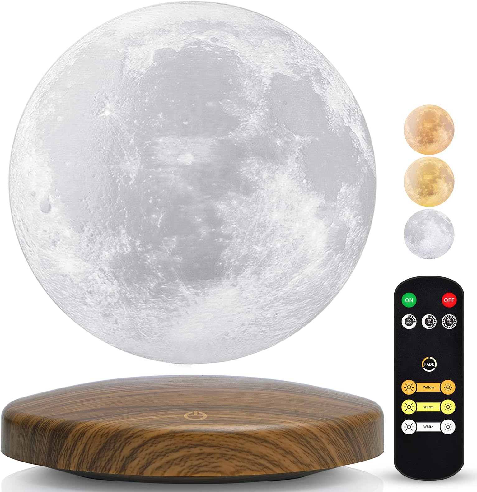 Levitating Moon Lamp, DTOETKD Floating and Spinning 3D Moon Light 3 ...