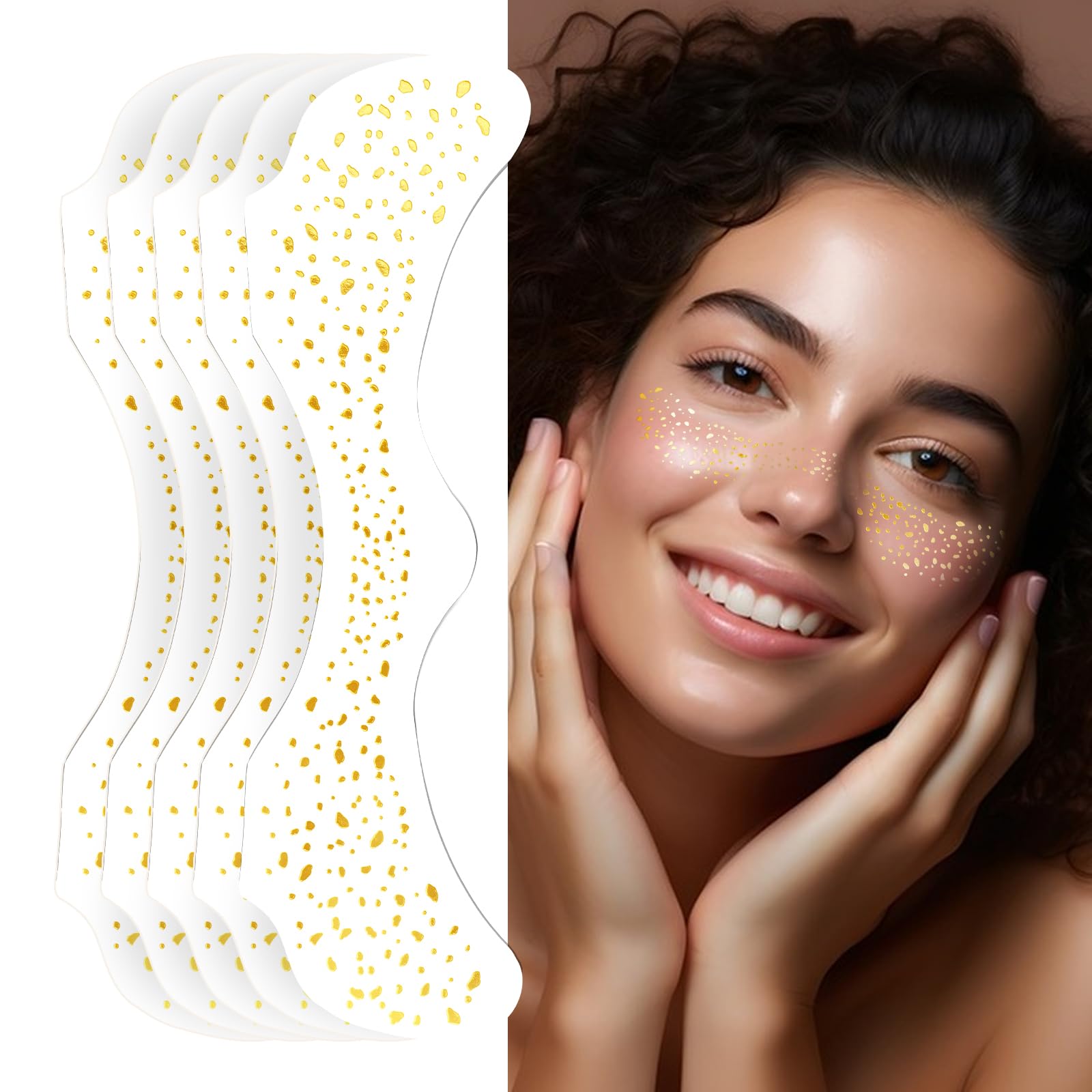 Amazon.com : Glitter Freckles Face Tattoo Gold Face Makeup Patches 6 Count Glow Up Faux Speckles ...