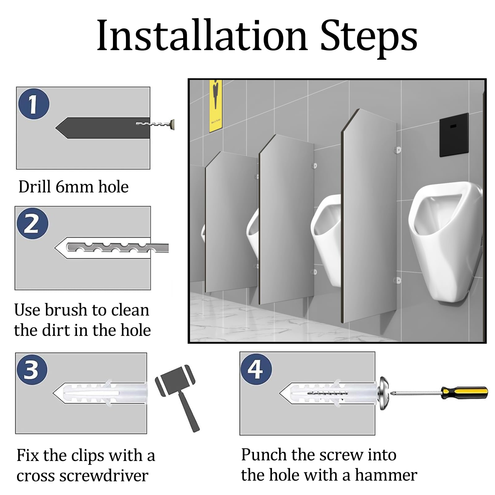 Urinal Partition Height Mounting Installation